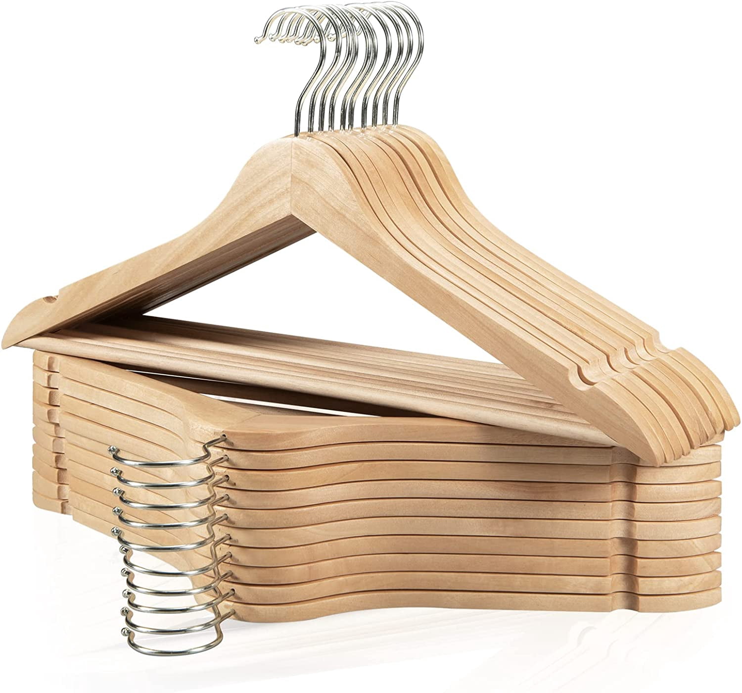 Wood Hangers 20 Pack, Non-Slip Wooden Hangers with 360° Swivel Hook ...
