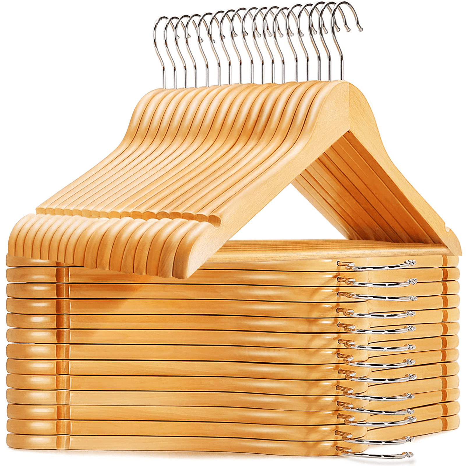 Wooden Hangers 30 Pack - Suit Hangers with 360-Degree Rotatable Hook ...