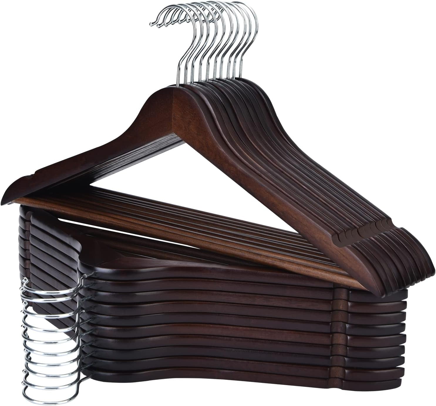 Wooden Hangers , Durable Wood Hangers with 360° Swivel Hook & Notches ...