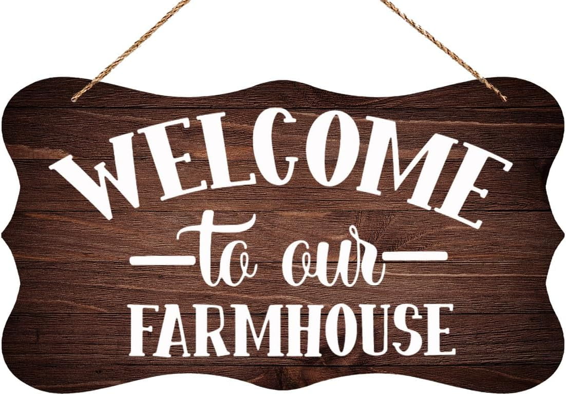 Wooden Hanging Farmhouse Wood Sign Welcome To Our Farmhouse With Cow ...