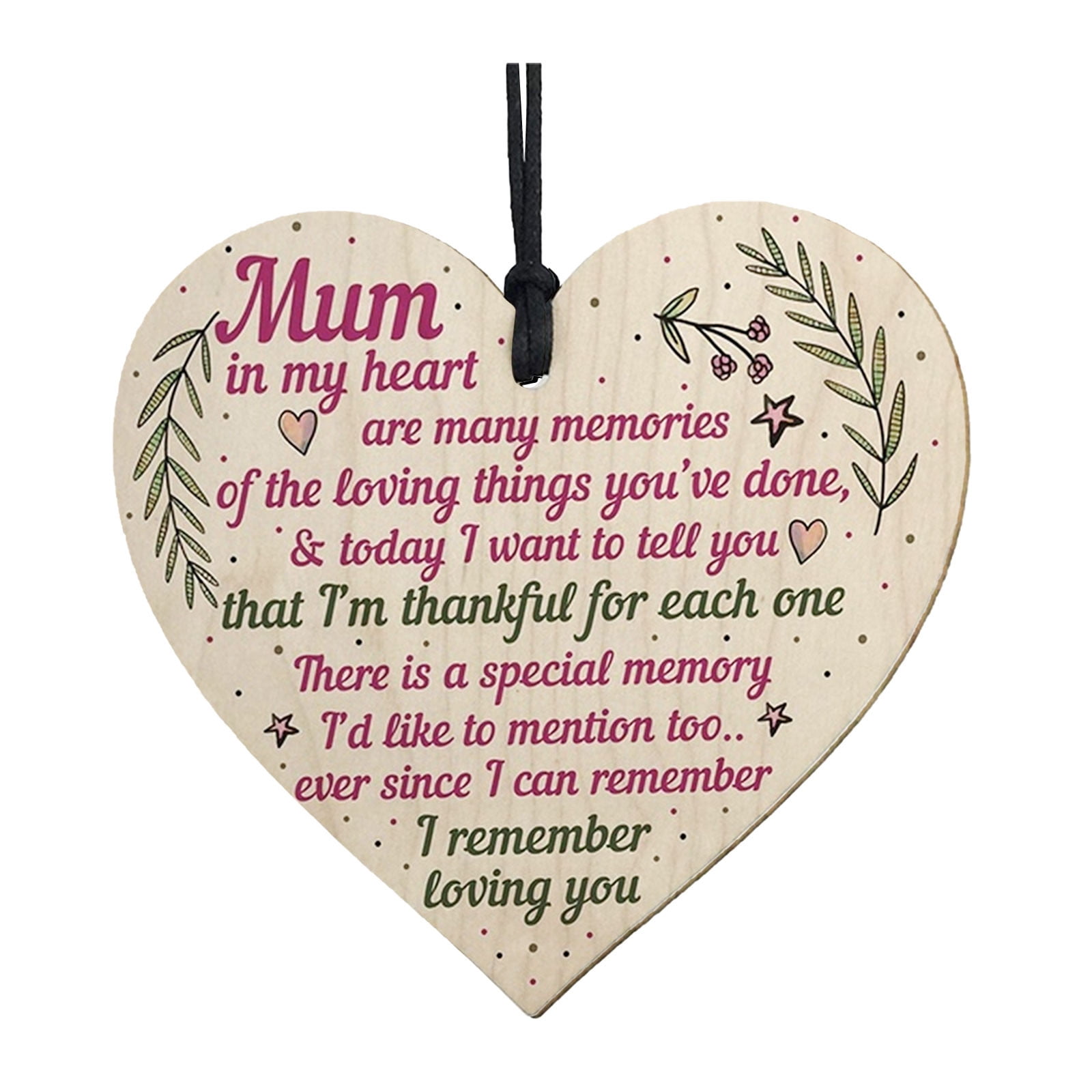 Wooden Hanging Heart Shaped Plaque-Mum in my heart Sign Plaques-Mother ...