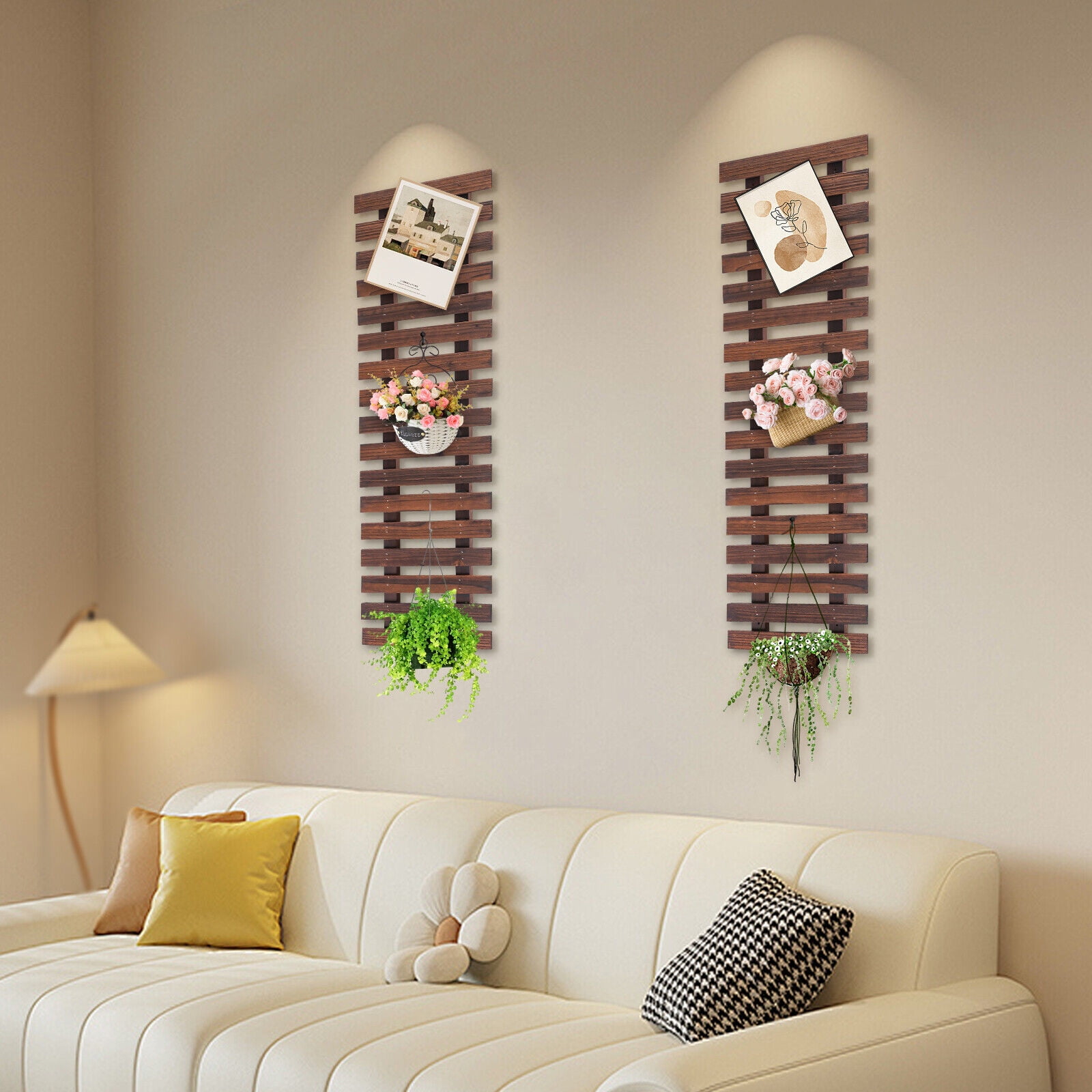 Wooden Hanging Planter Rack, Wooden Plant Wall Rack 2 PCS Wall Planter ...