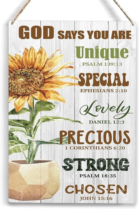 Wooden Hanging Sign Christian Inspirational Quote Wood Decor Sign God ...