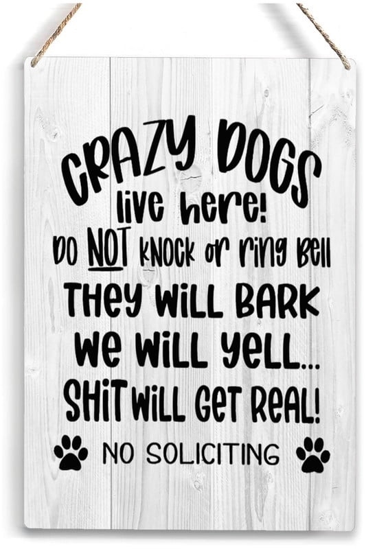 Wooden Hanging Sign Crazy Dogs Live Here Dog Sign Funny Dog Sign Funny ...