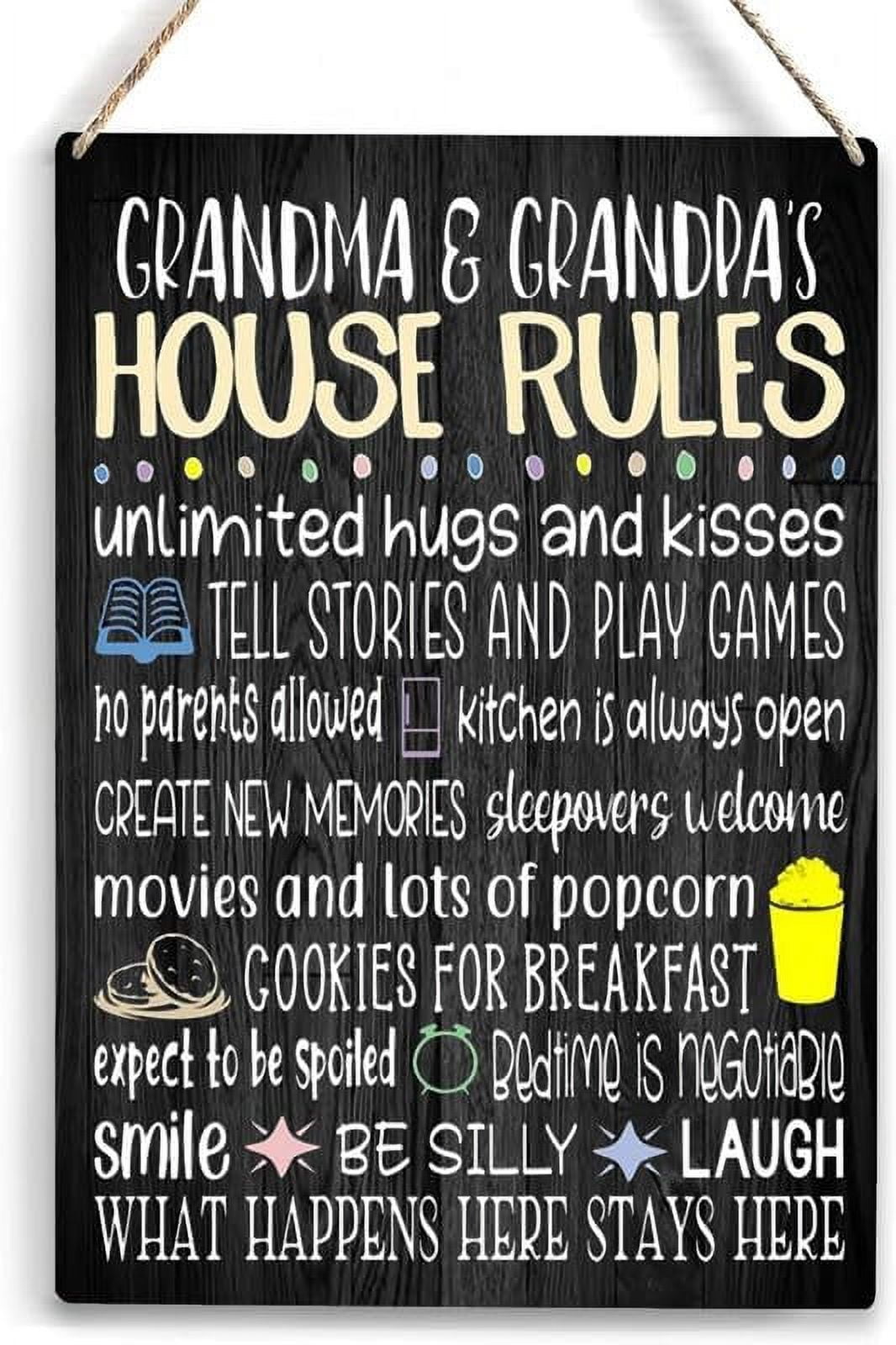Wooden Hanging Sign Grandparents House Rules Sign Grandma And Grandpa ...