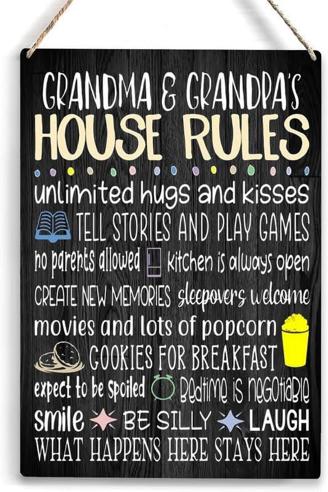 Wooden Hanging Sign Grandparents House Rules Sign, Grandma And Grandpa ...