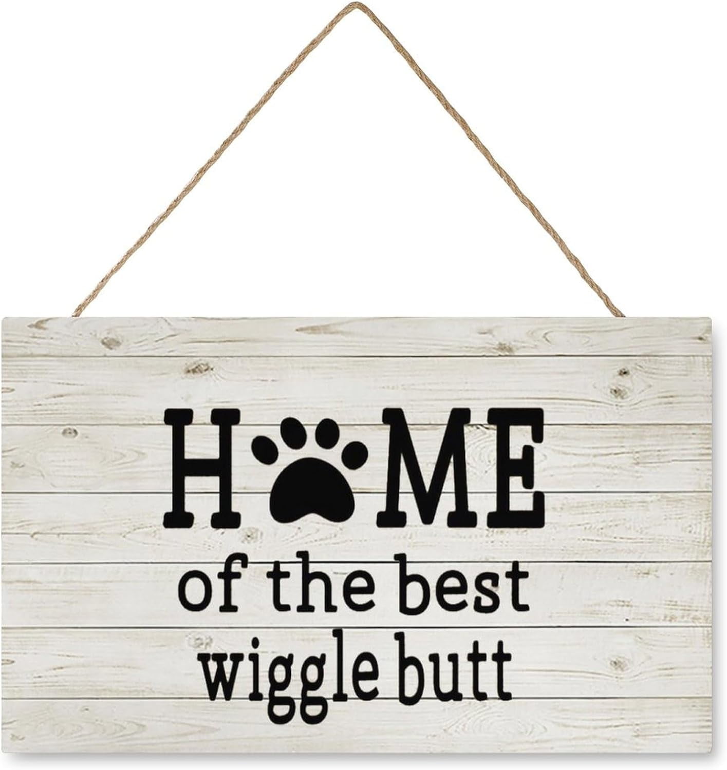 Wooden Hanging Sign Home Wiggle Butt Pet Paw Family Welcome Names ...