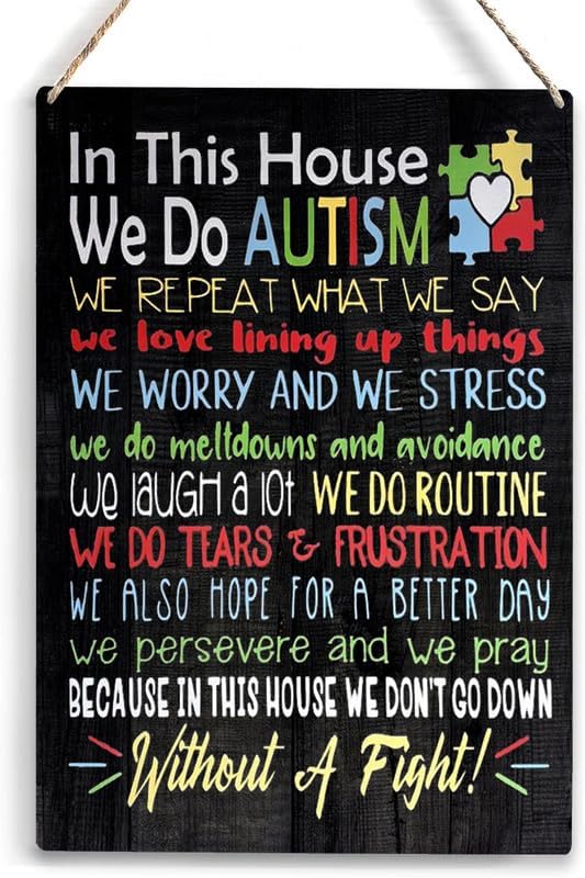 Wooden Hanging Sign In This House We Do Autism Sign Wood Sign Farmhouse ...