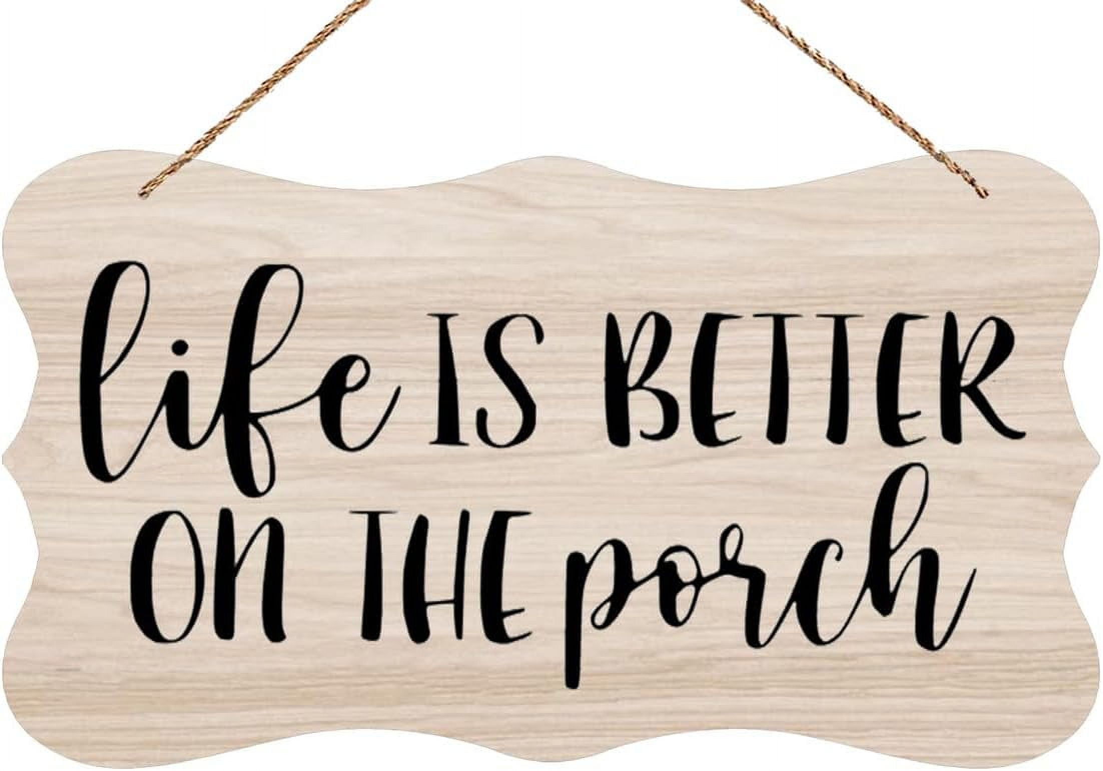 Wooden Hanging Sign Life Is Better On The Porch Greeting Door Wooden ...
