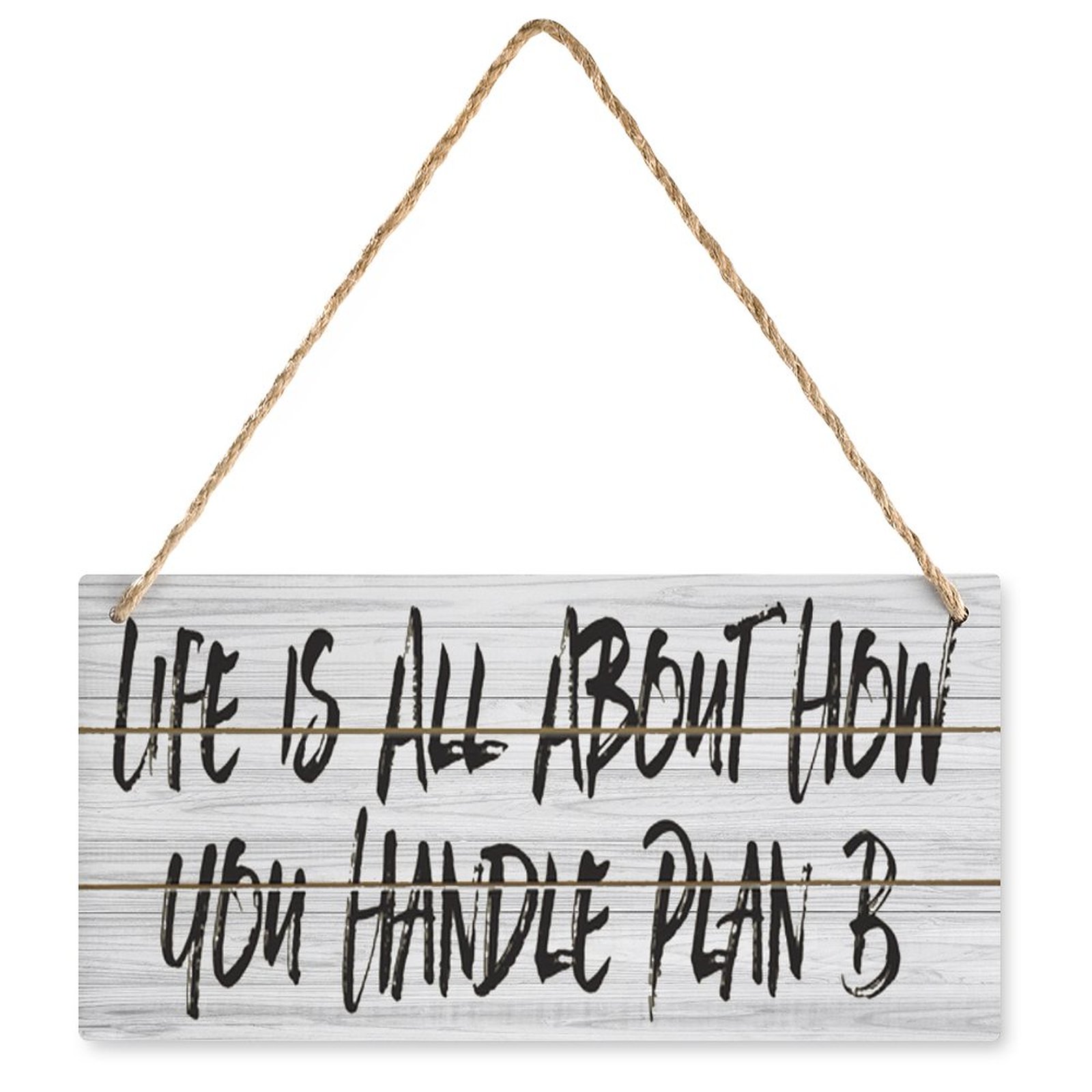 Wooden Hanging Sign Life Is All About How You Handle Plan B Wall Art ...