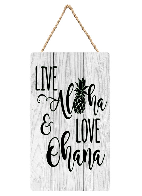 Wooden Hanging Sign Live Aloha And Love Ohana Home Decorative Printed ...