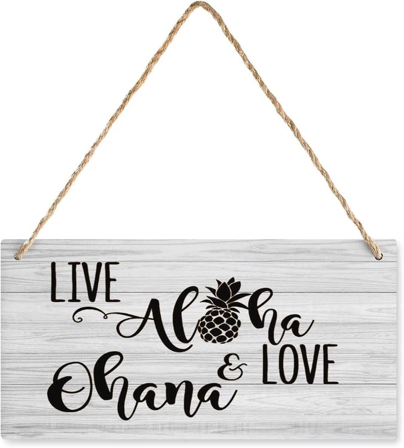 Wooden Hanging Sign Live Aloha & Love Ohana Wall Art Inspirational Wall ...