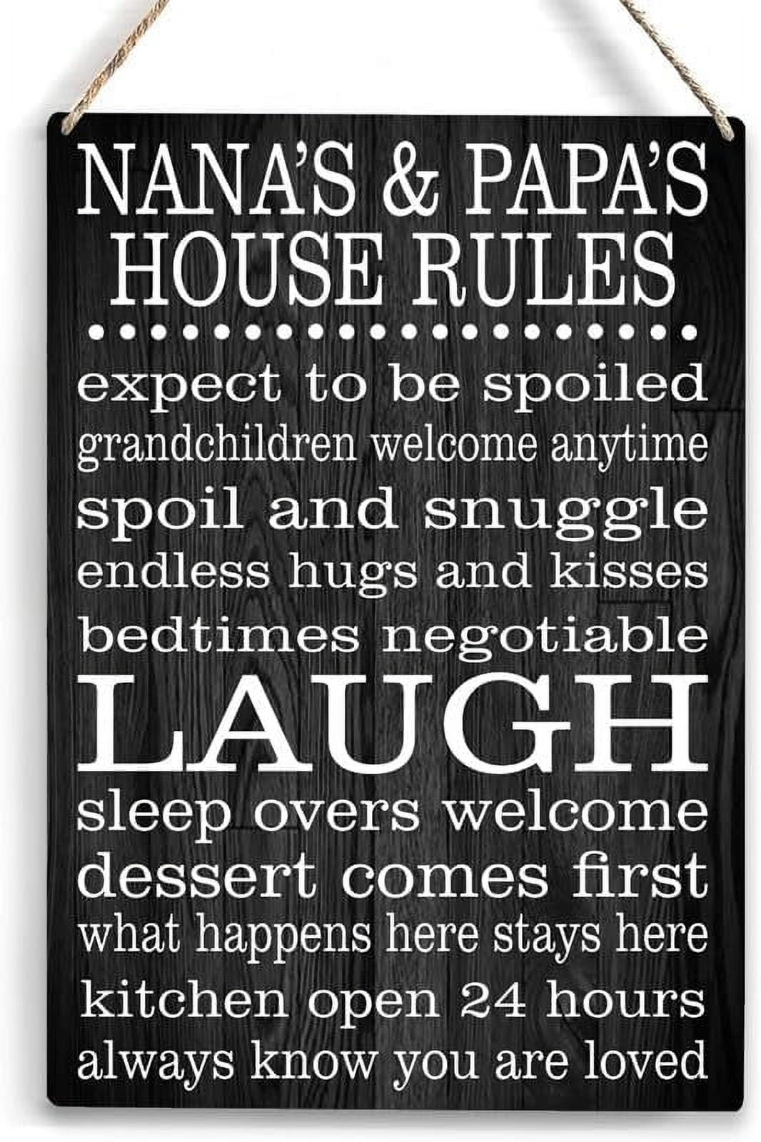Wooden Hanging Sign Nana And Papa House Rules Home Wooden Door Sign ...