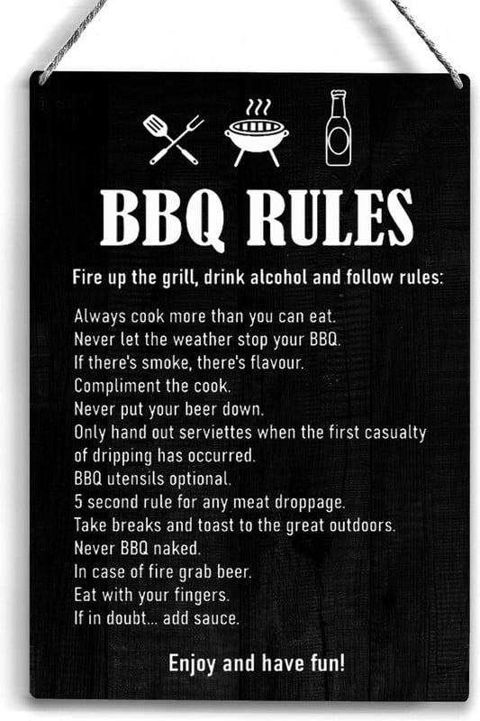 Wooden Hanging Sign Novelty Bbq Rules Sign Wood Sign Farmhouse Rustic ...