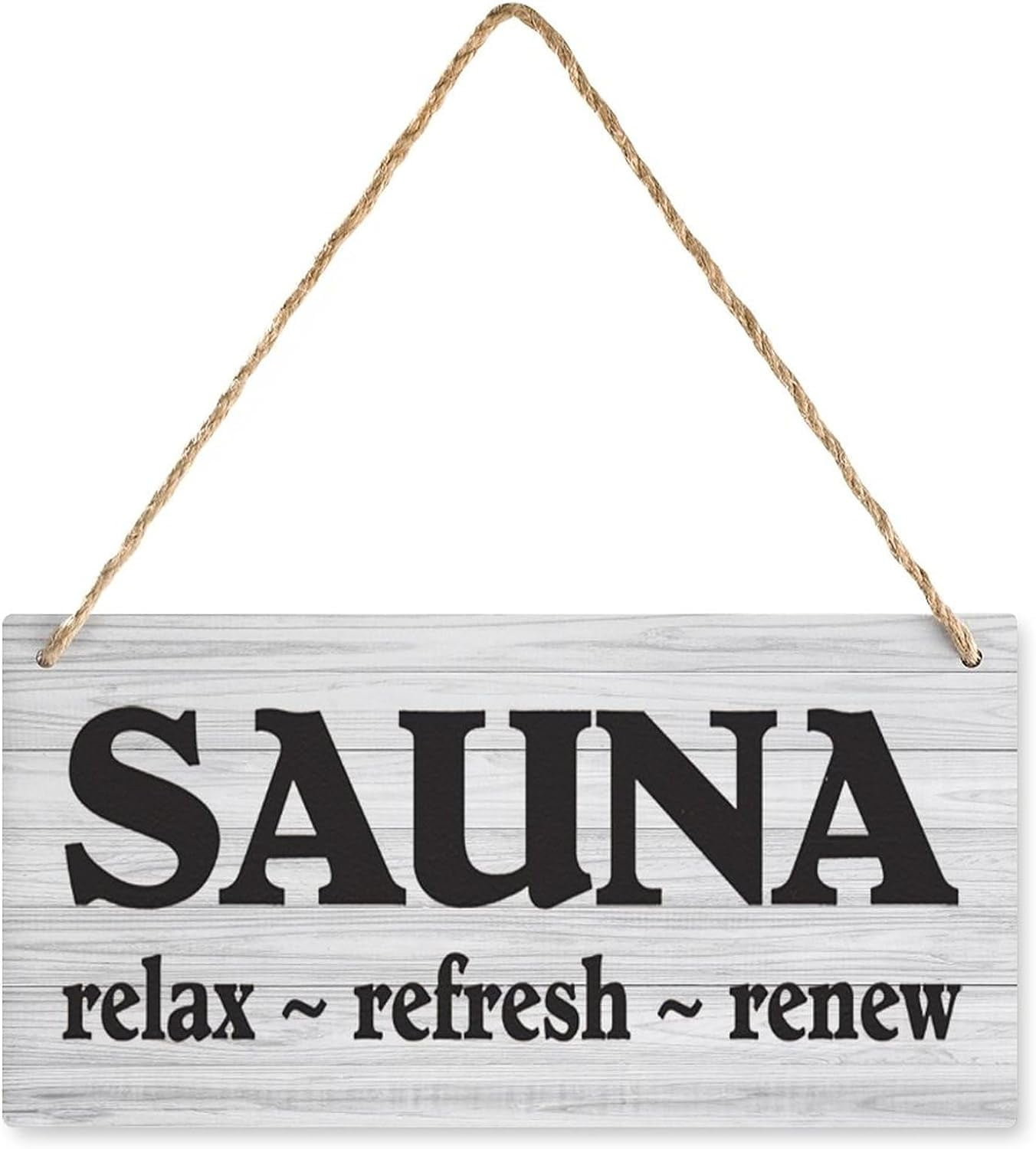 Wooden Hanging Sign Plaque Sauna Relax ~ Refresh ~ Renew Board Hanging ...