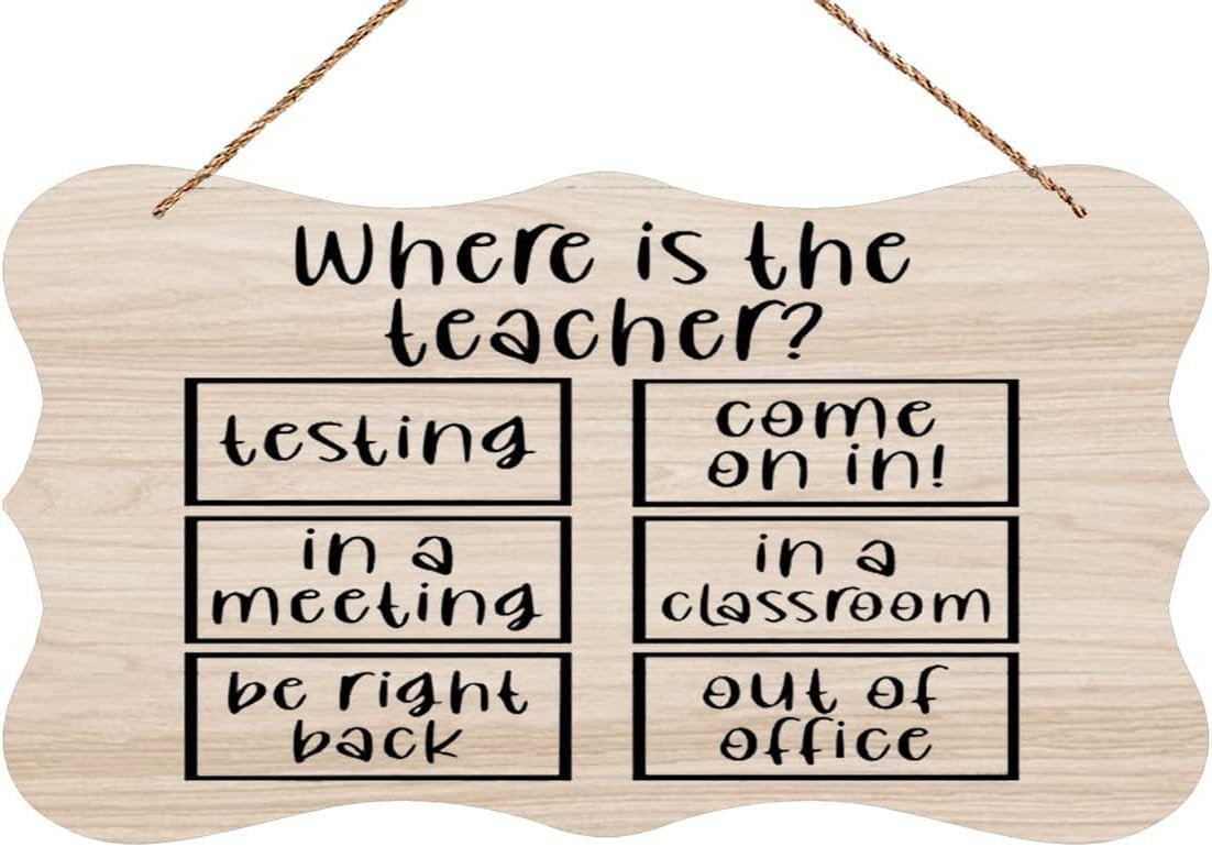 Wooden Hanging Sign Where Is The Teacher Teacher Classroom Sign ...