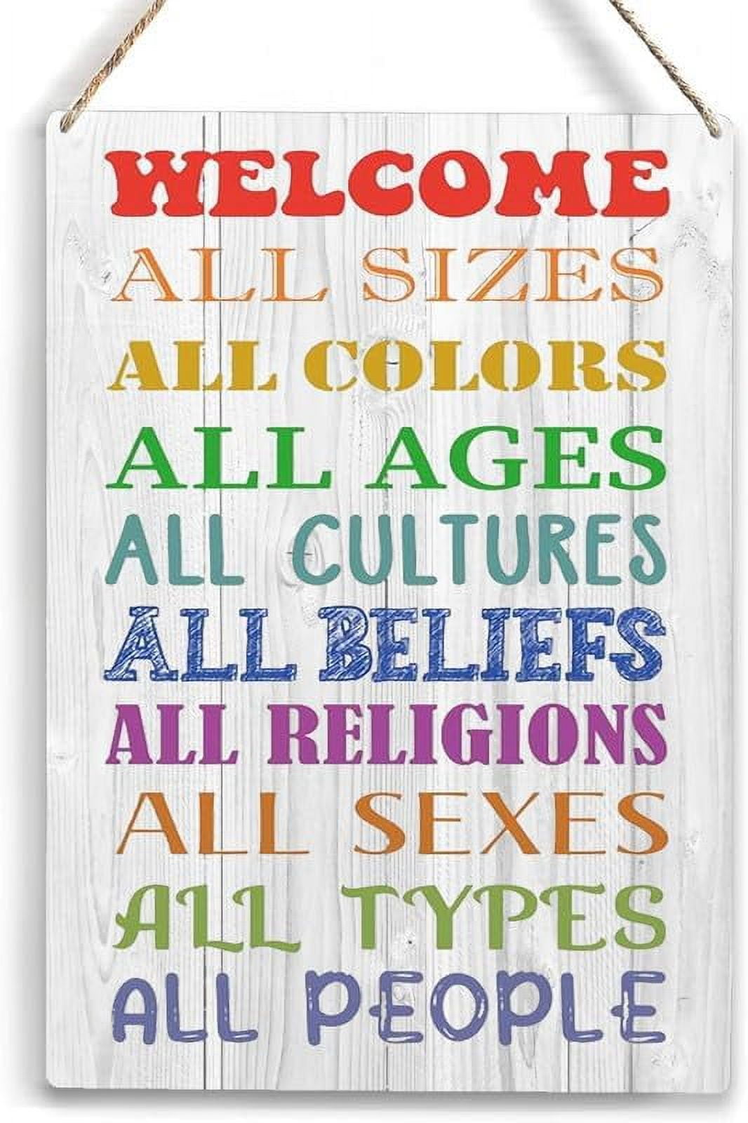 Wooden Hanging Sign Welcome All People Wood Decor Sign Home Wooden Door ...