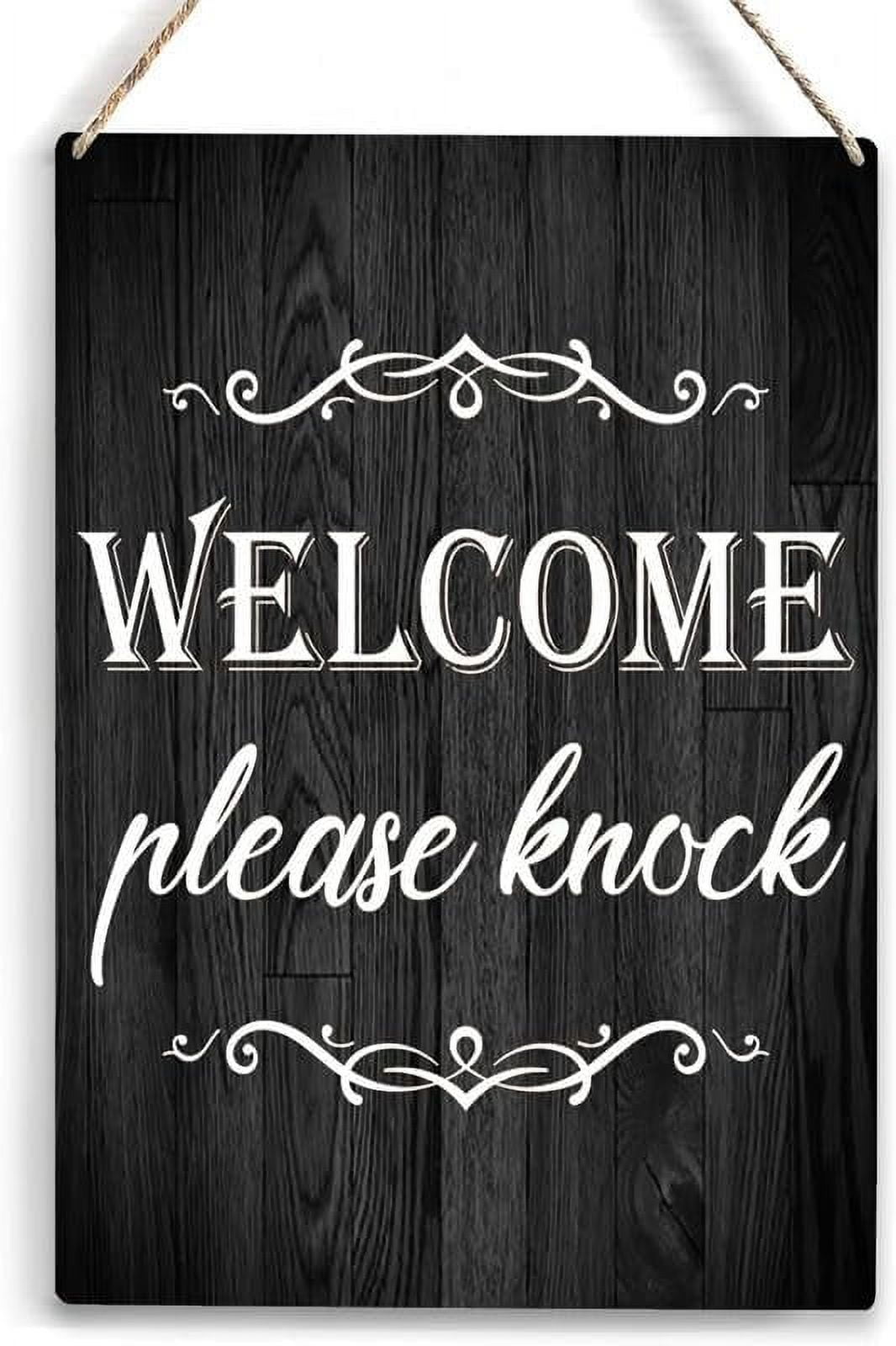 Wooden Hanging Sign Welcome Sign Please Knock Home Wooden Door Sign ...