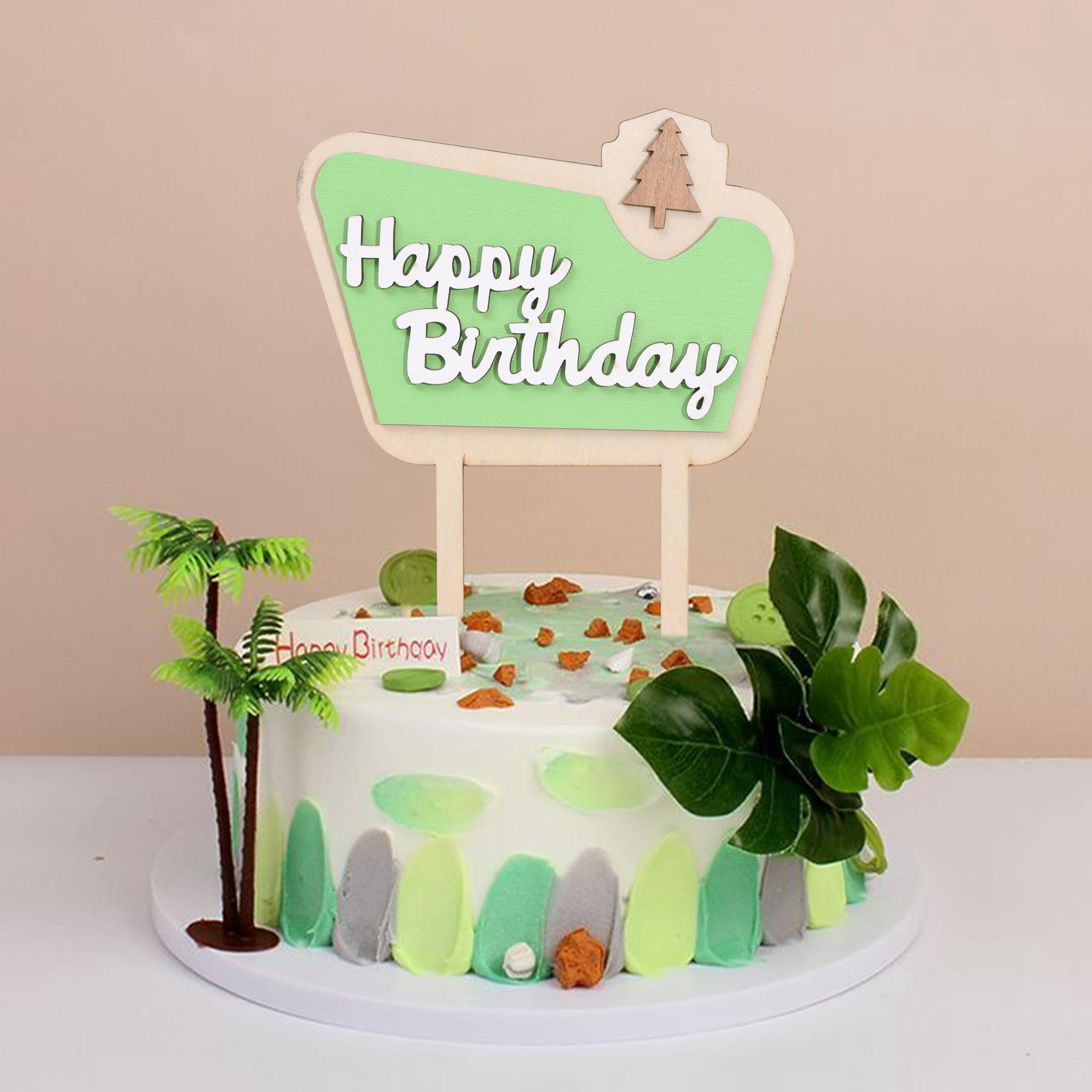 First Birthday Cake Supplies Wooden Happy Birthday Cake Topper - Camper ...