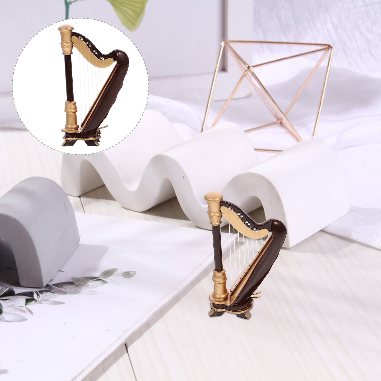 SEWCHICS Musical Instrument Models Miniature Harp Coffee 1 Set ...