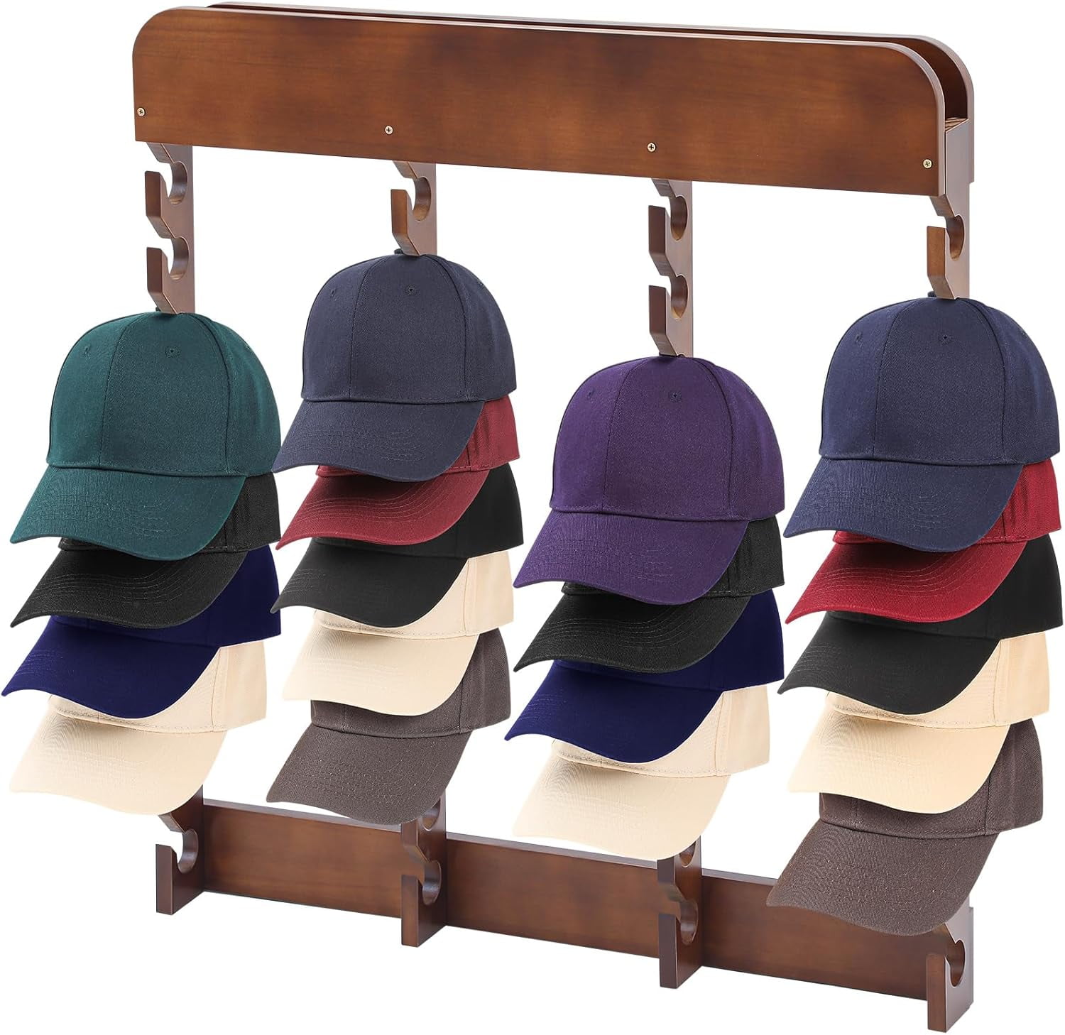 Wooden Hat Racks for Baseball Caps,40 Slots,Four Times,Baseball Cap ...