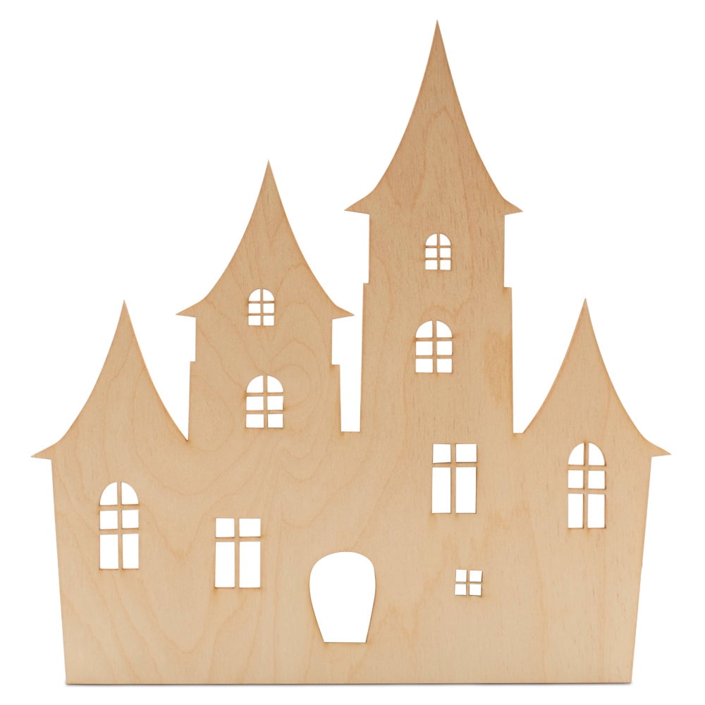 Wooden Haunted House Cutout 12 inches, Pack of 5 Unfinished Halloween ...