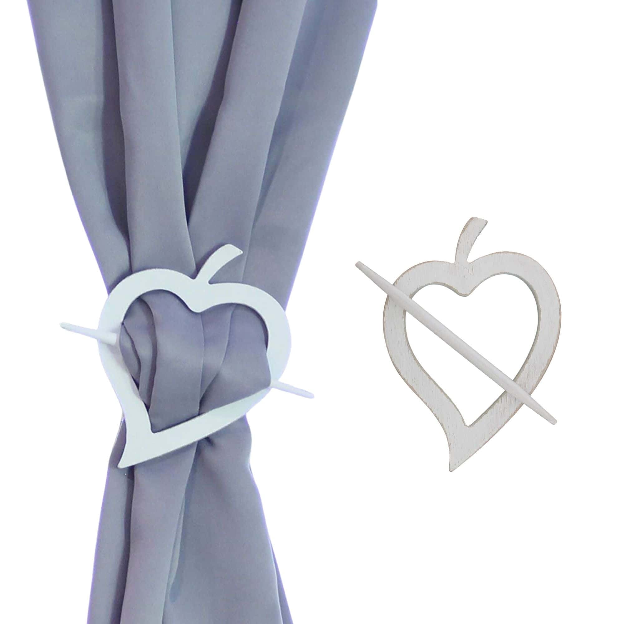 Wooden Heart Curtain Tieback – Decorative and Functional Design – White ...