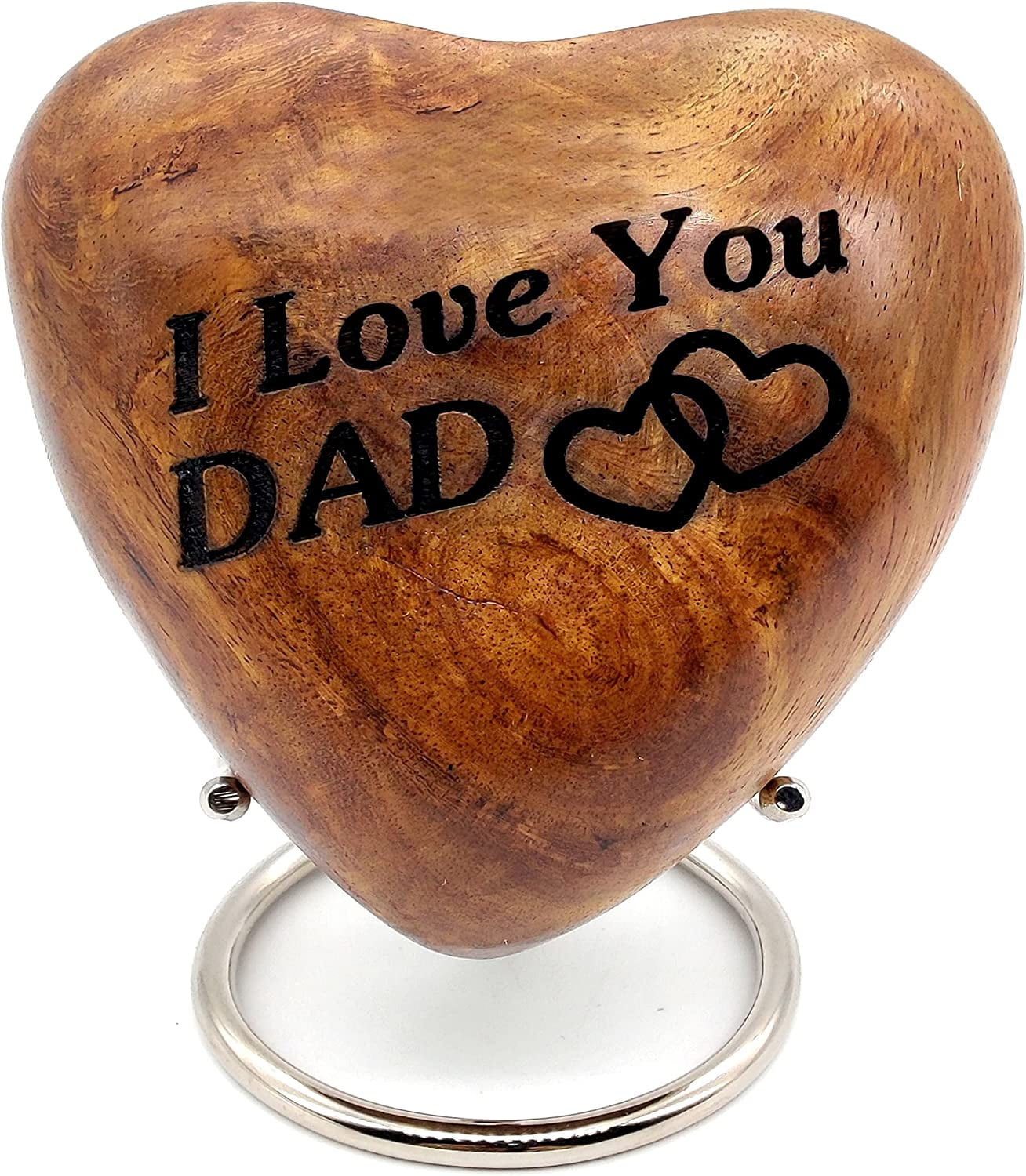 Wooden Heart Keepsake Urn - Handcrafted Mini Ash Urn - Tribute to DAD ...