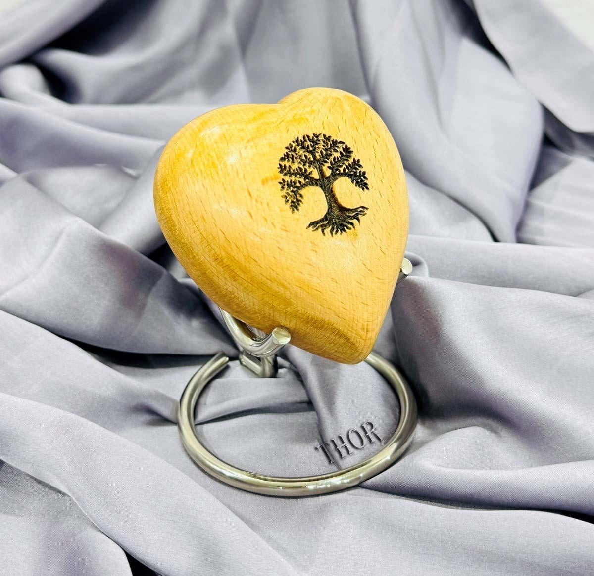 Wooden Heart Keepsake Urn - Mini Ash Urn Small Handcrafted Cremation ...