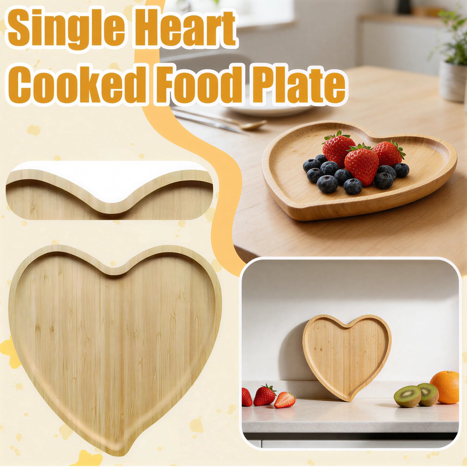 Wooden Heart-Shaped Charcuterie Platter, Premium Wood Food Tray for ...