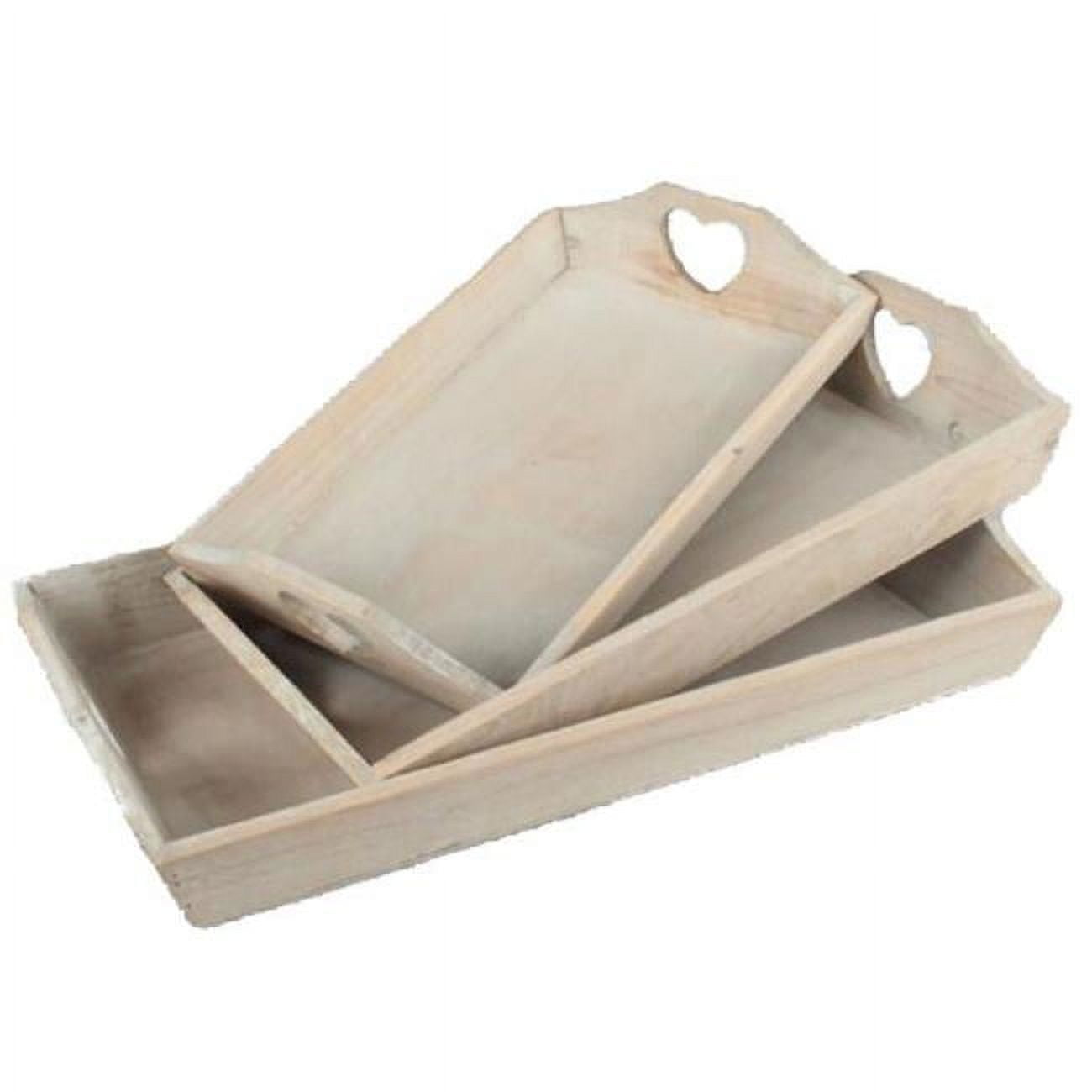 Wooden Heart Shaped Handles Decorative Wooden Trays - Set of 3 ...