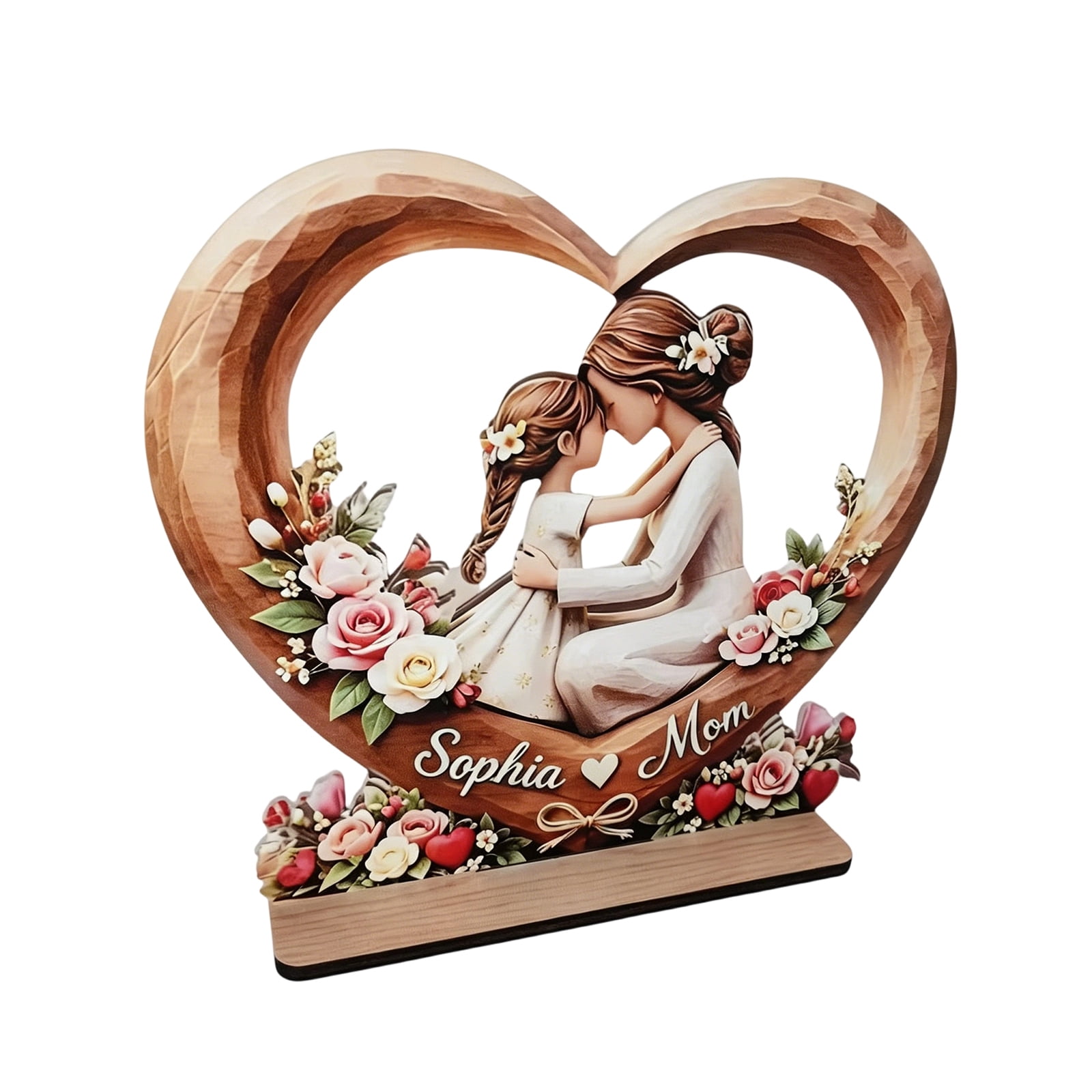 Wooden Heart Table Decor, Double Heart Wooden Table Decor, Family Unity ...