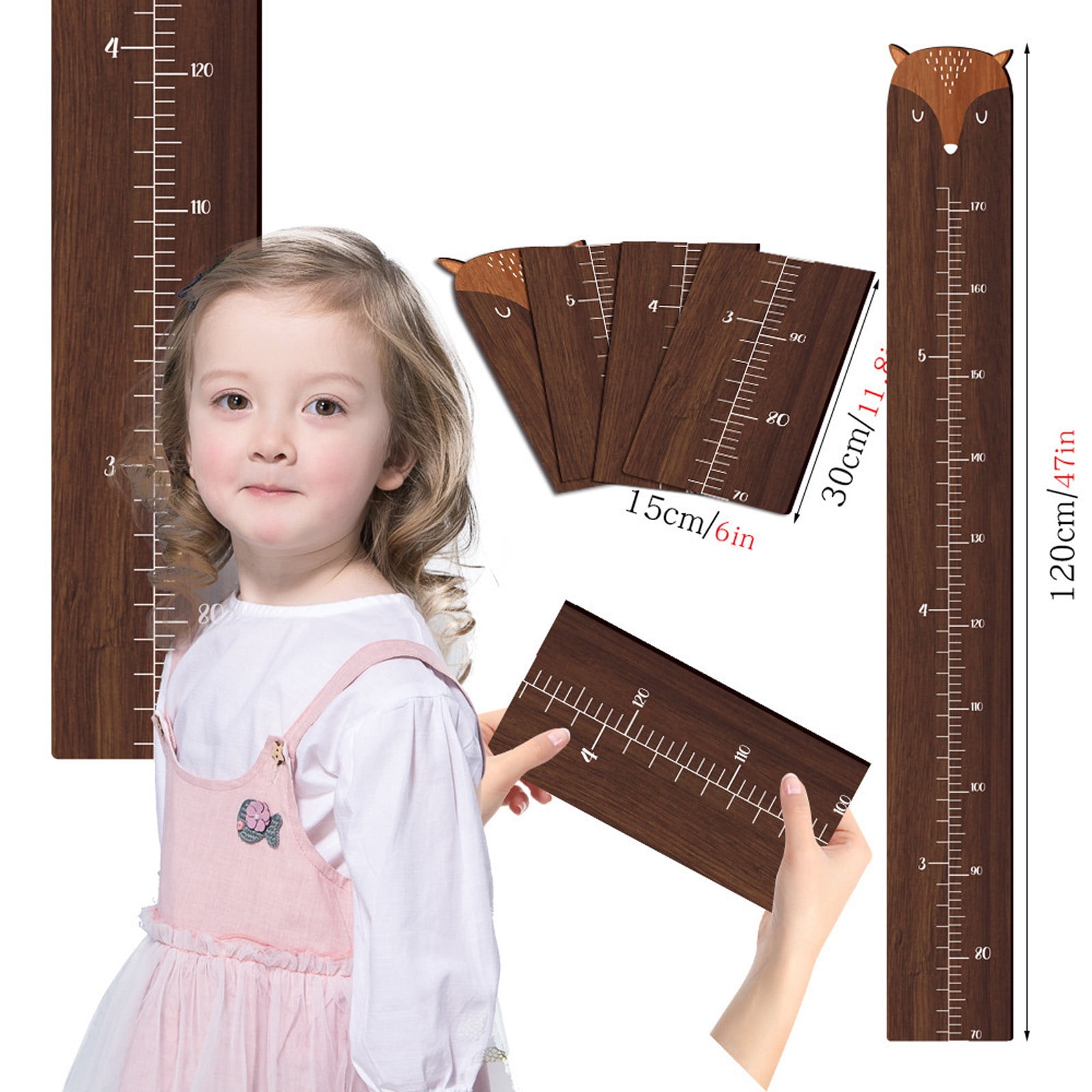 Wooden Height Measurement Ruler | Wall Growth Chart for Kids | Home ...