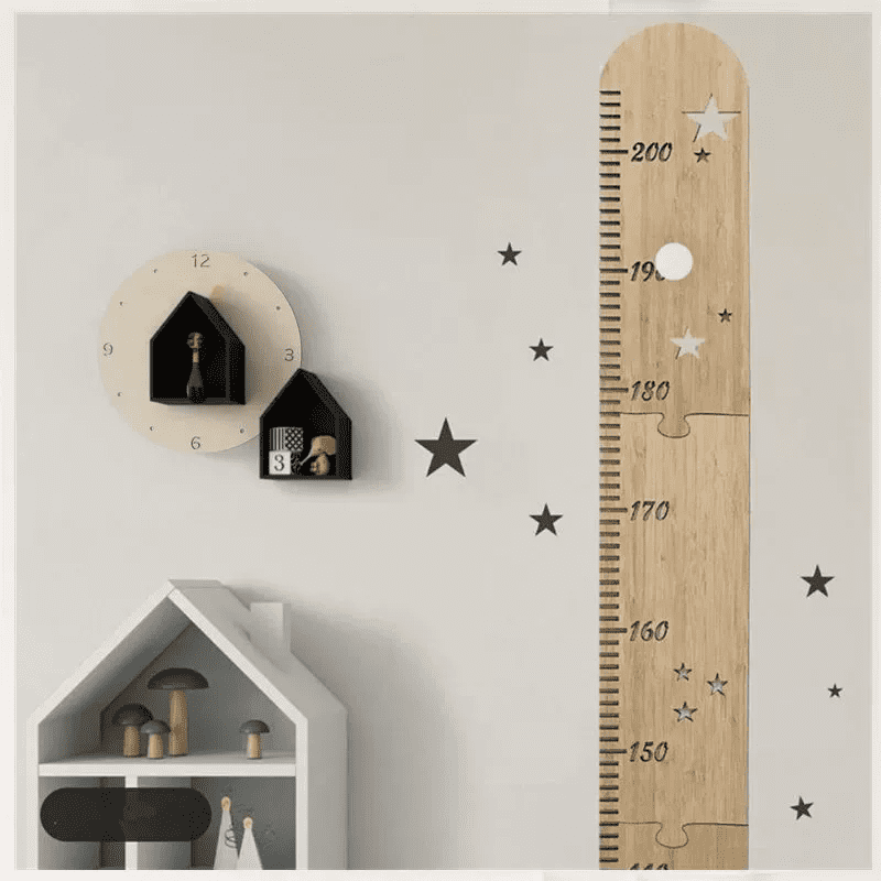 Wooden Height Ruler Children's Room Patchwork Decoration Wooden Star ...