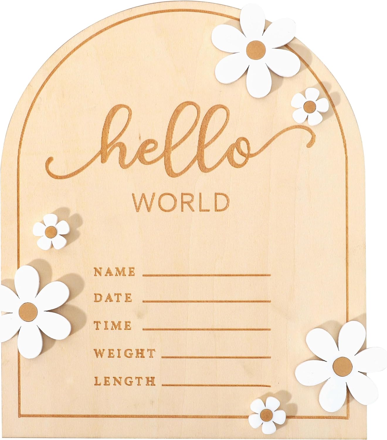 Wooden Hello World for Baby Showers - Newborn Birth Announcement Board ...