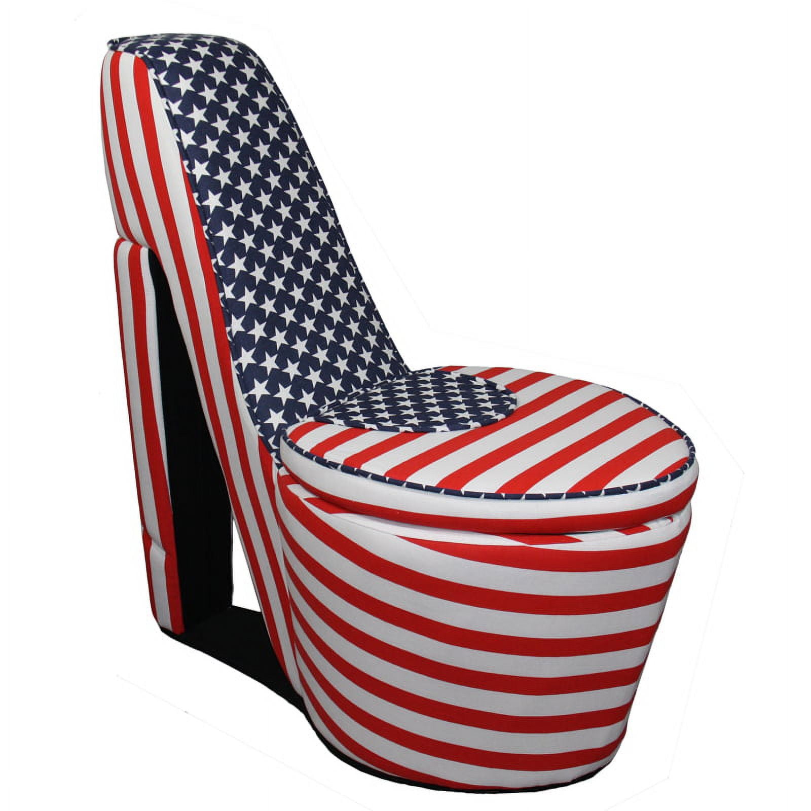 Wooden High Heel Shaped Storage Chair with Flag Print, Multicolor ...