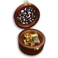 Wooden Hollow Out Circular Wind Up Music Box With Sankyo Musical ...
