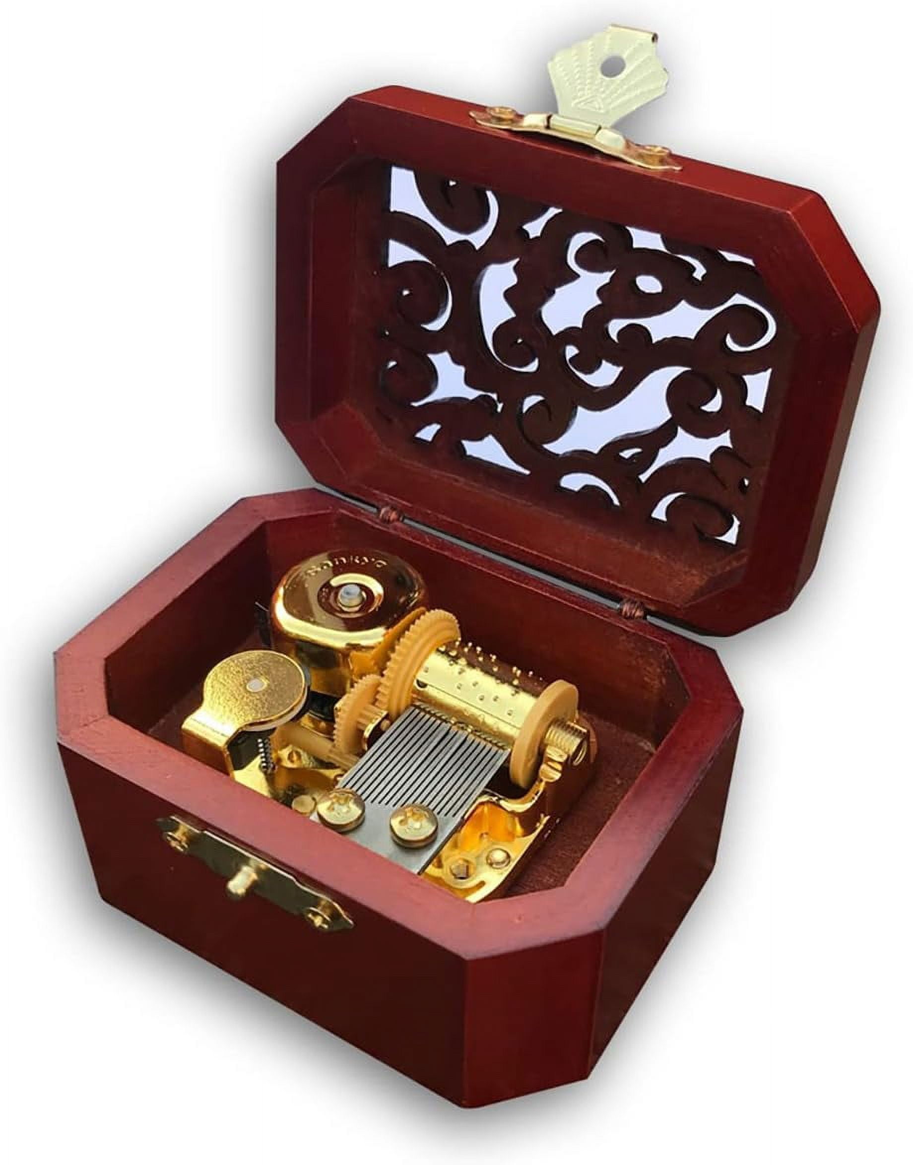 Wooden Hollow Out Music Box with Sankyo Musical Movement (60 Tunes ...