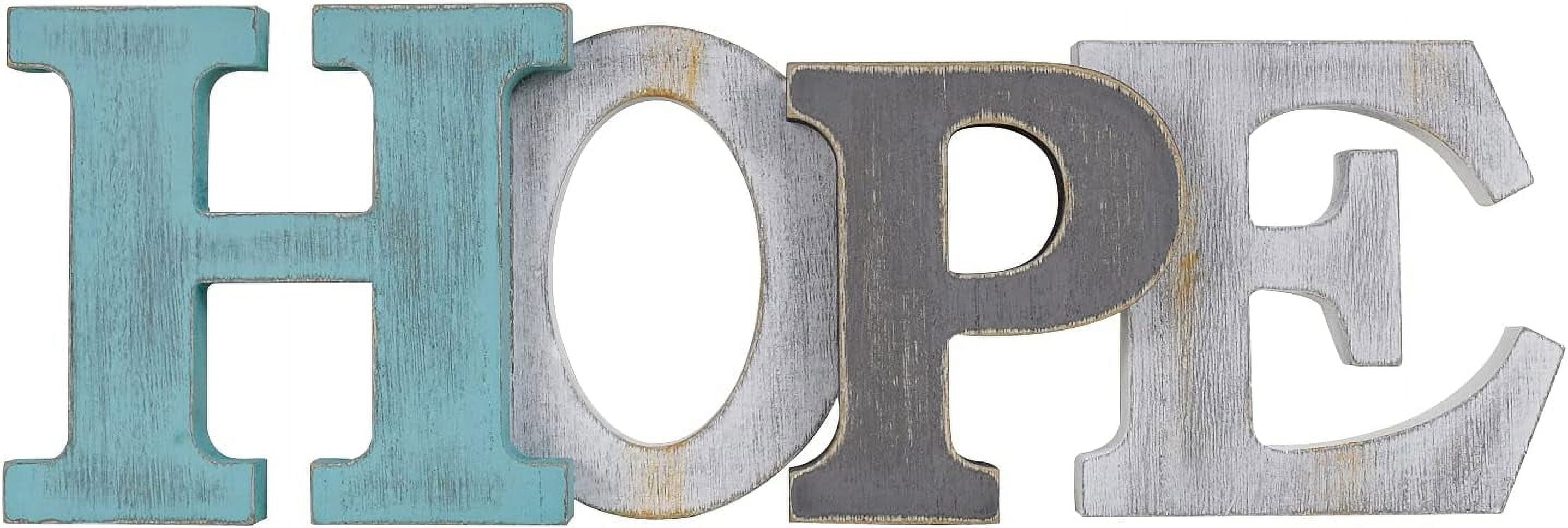 Wooden Hope Sign Aqua Hanging Block Letters Sign Rustic Freestanding ...