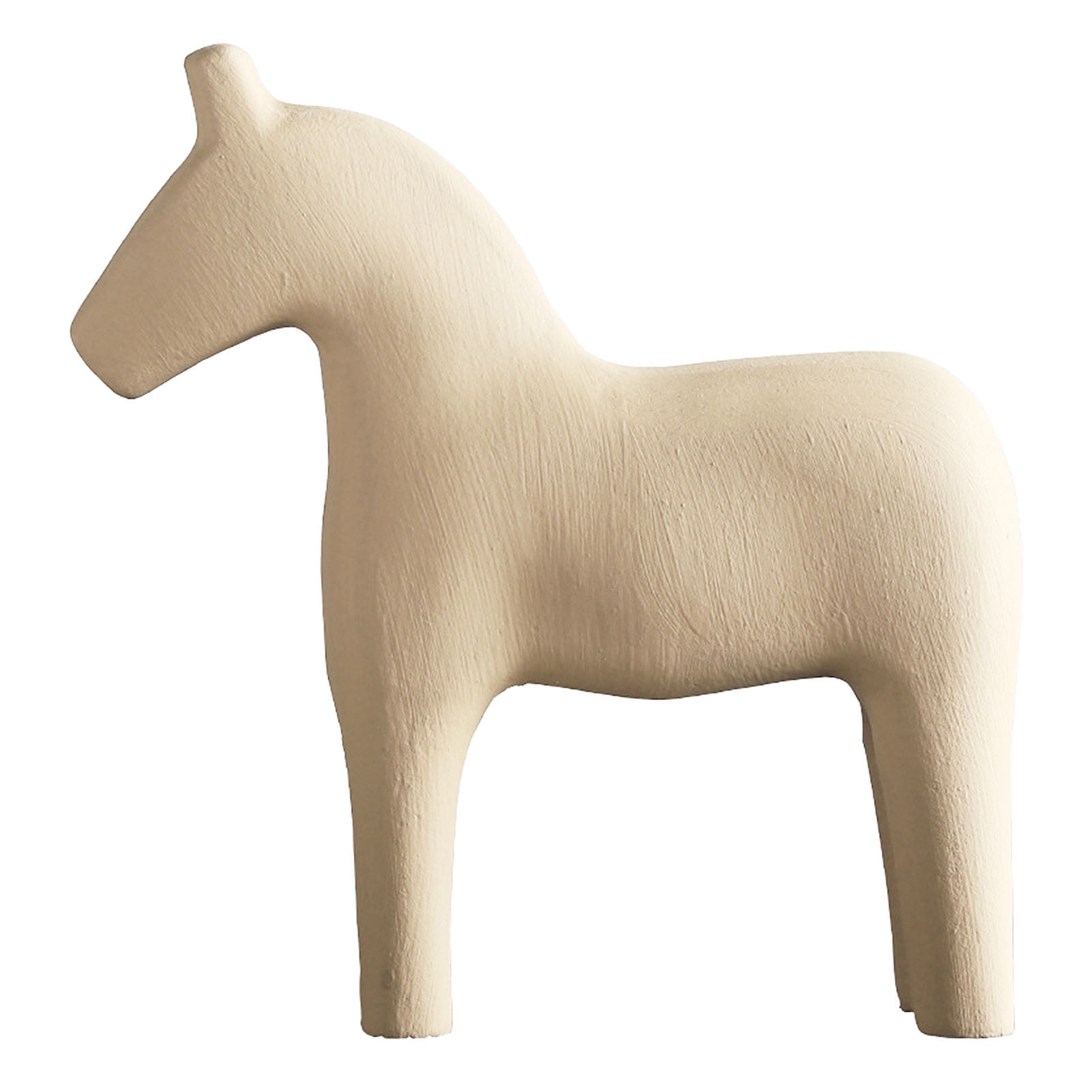 Wooden Horse Figurine Sturdy Pinewood Hand Painted Simple Pure Color ...