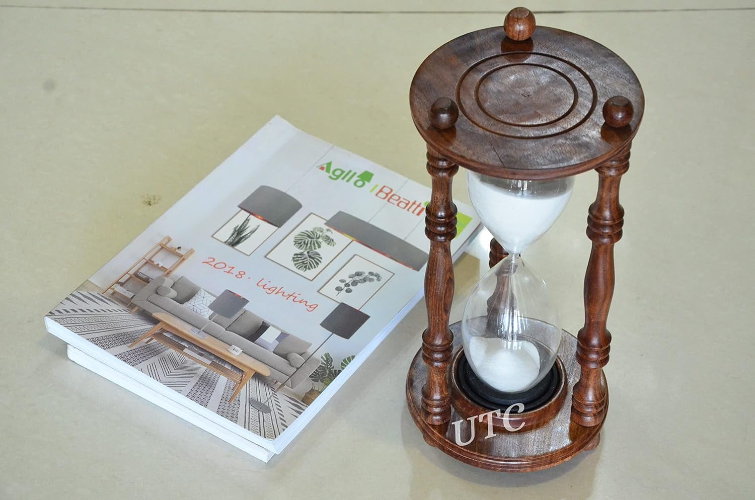 Wooden Hourglass Vintage White Sand Collectible Sand Timer Handmade ...