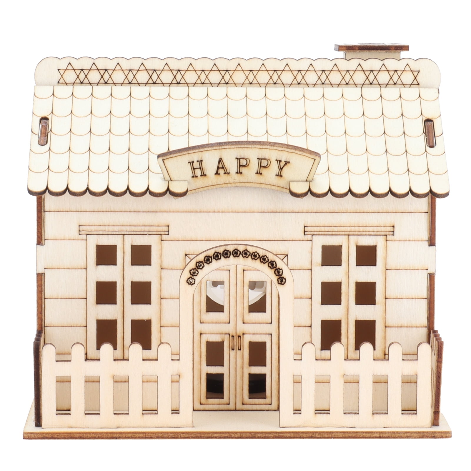 Wooden House Coin Money Bank with LED Light Piggy Bank Retro House ...
