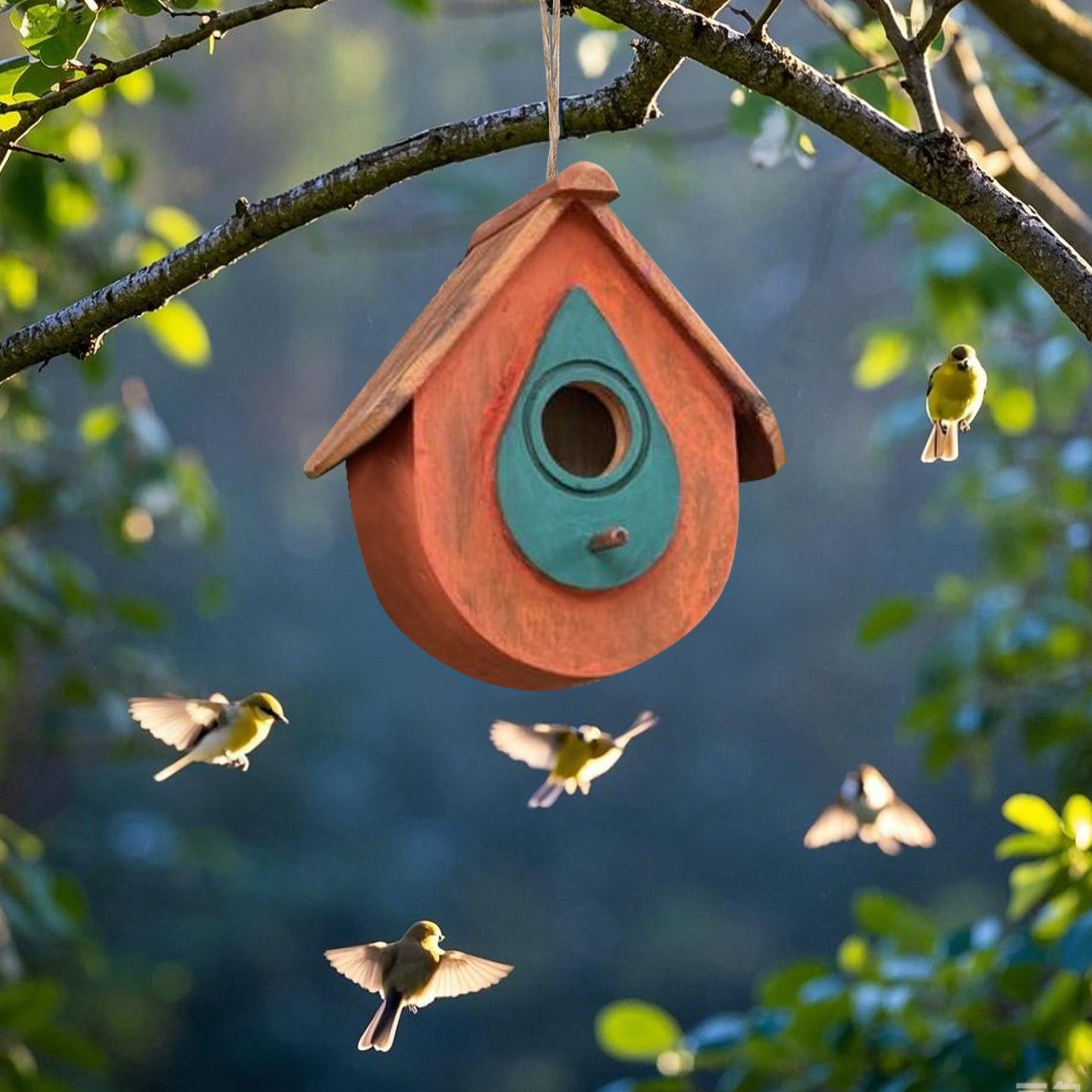 Wooden Bird Garden Shelter Natural Outdoor Habitat for Small Birds ...