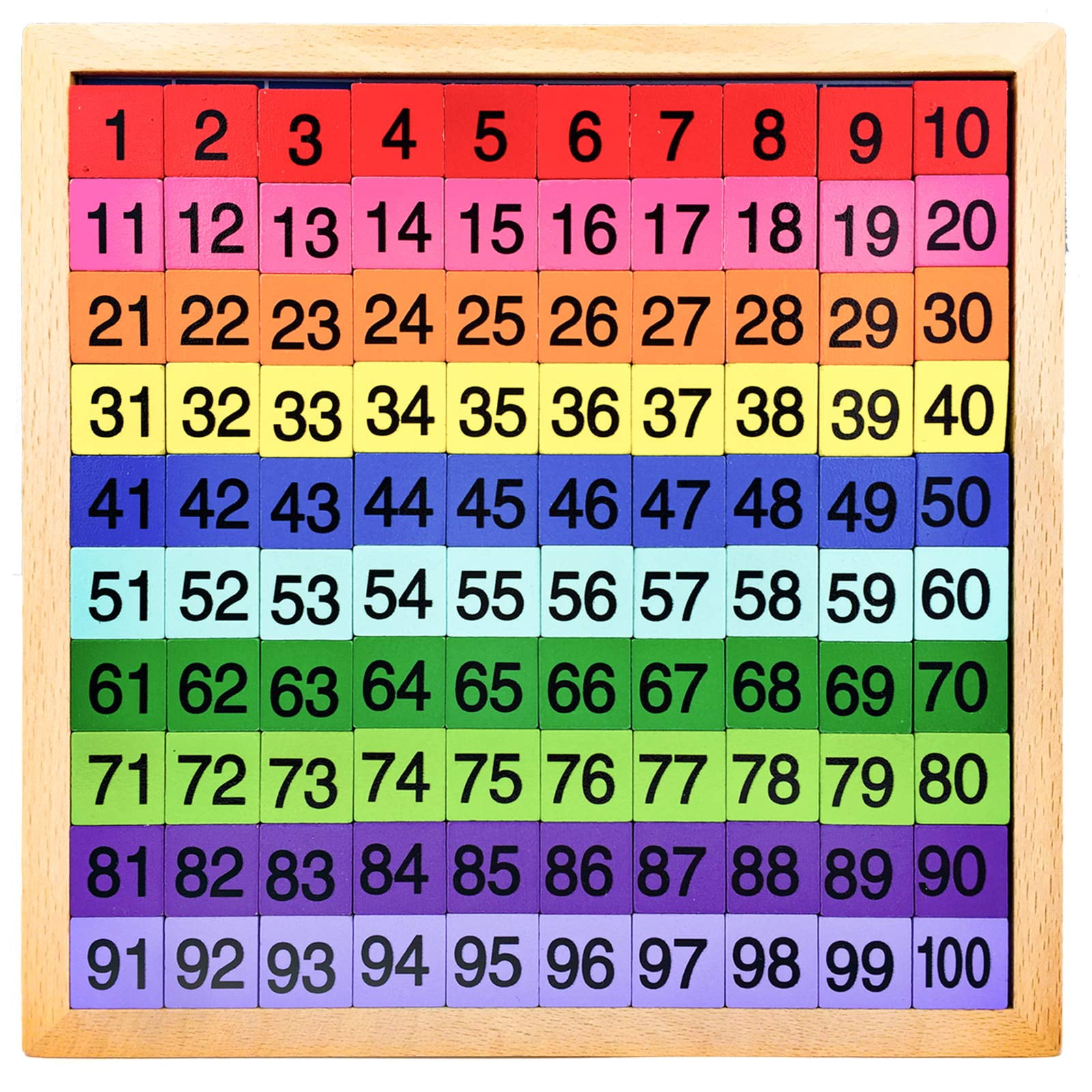 Wooden Hundred Board Toy,100 Digital Board Montessori Math Toy with ...