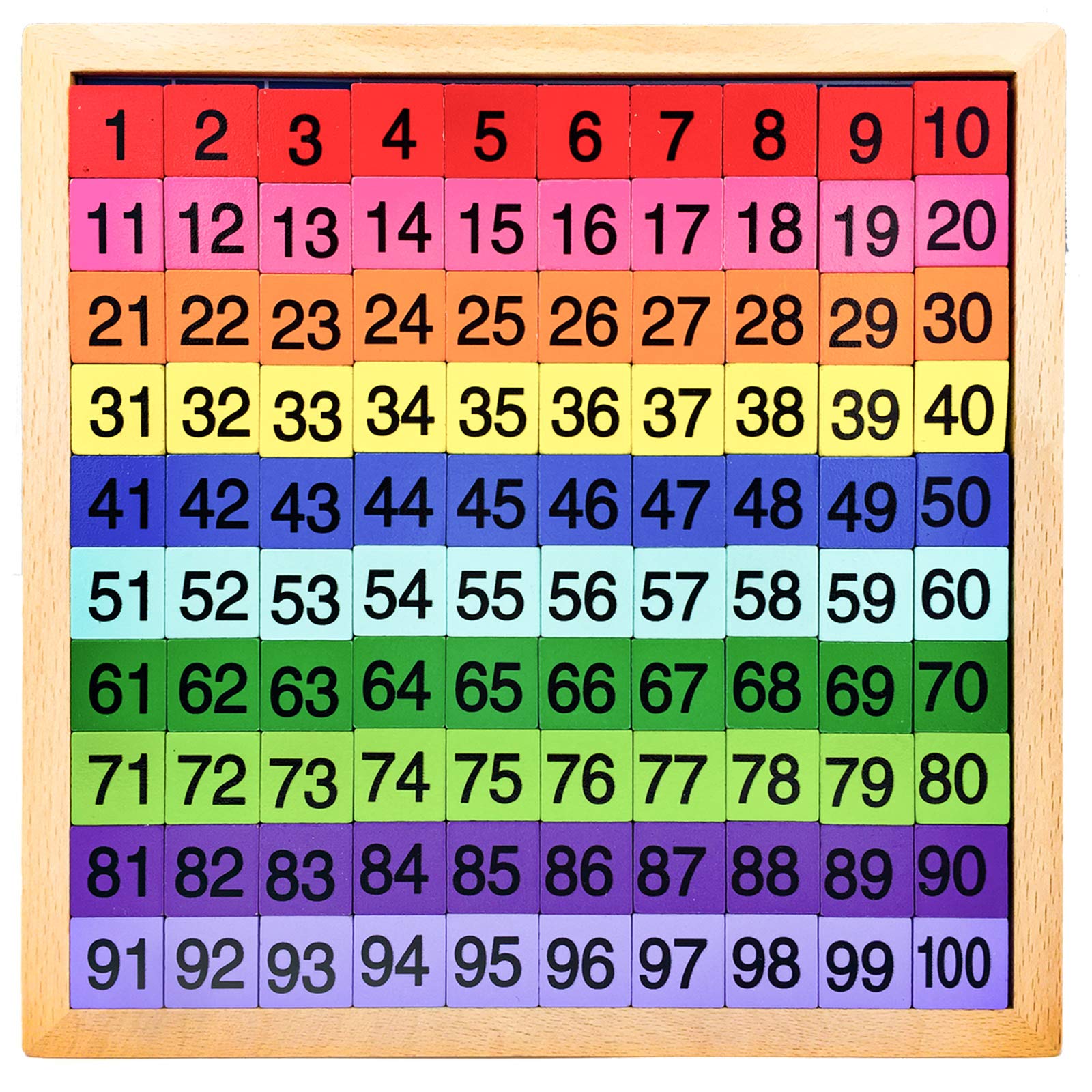 Wooden Hundred Board Toy,100 MMF7 Digital Board Montessori Math Storage ...