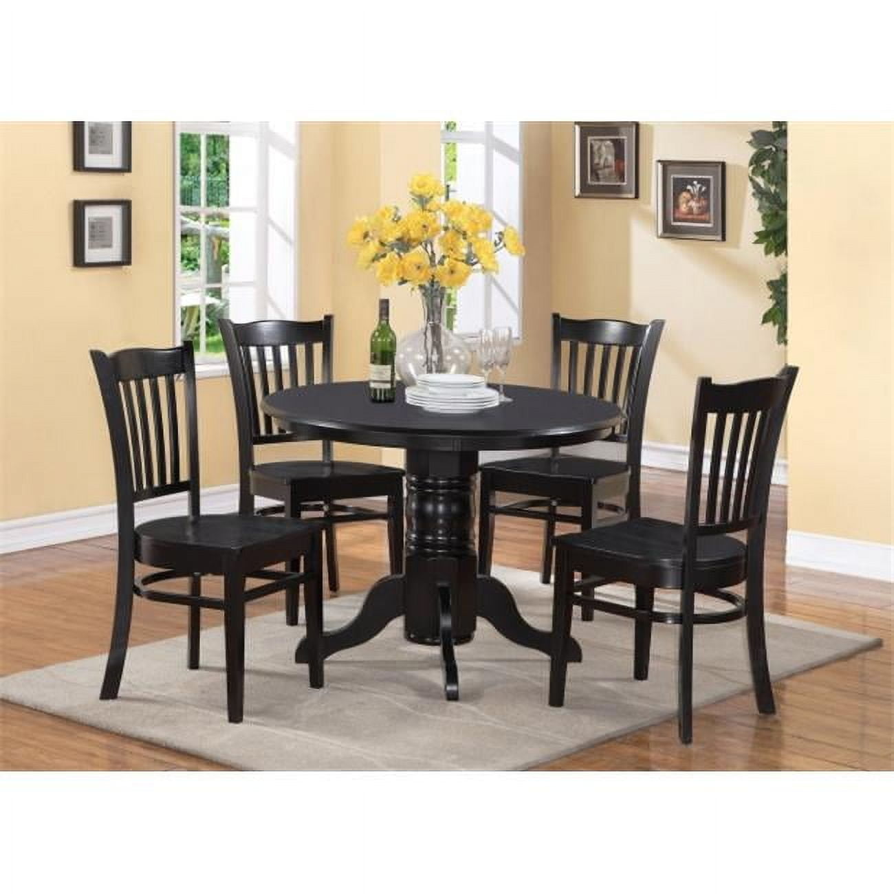 Wooden Imports Furniture SG5-BLK-W 5 Piece Shelton Round Table and 4 ...