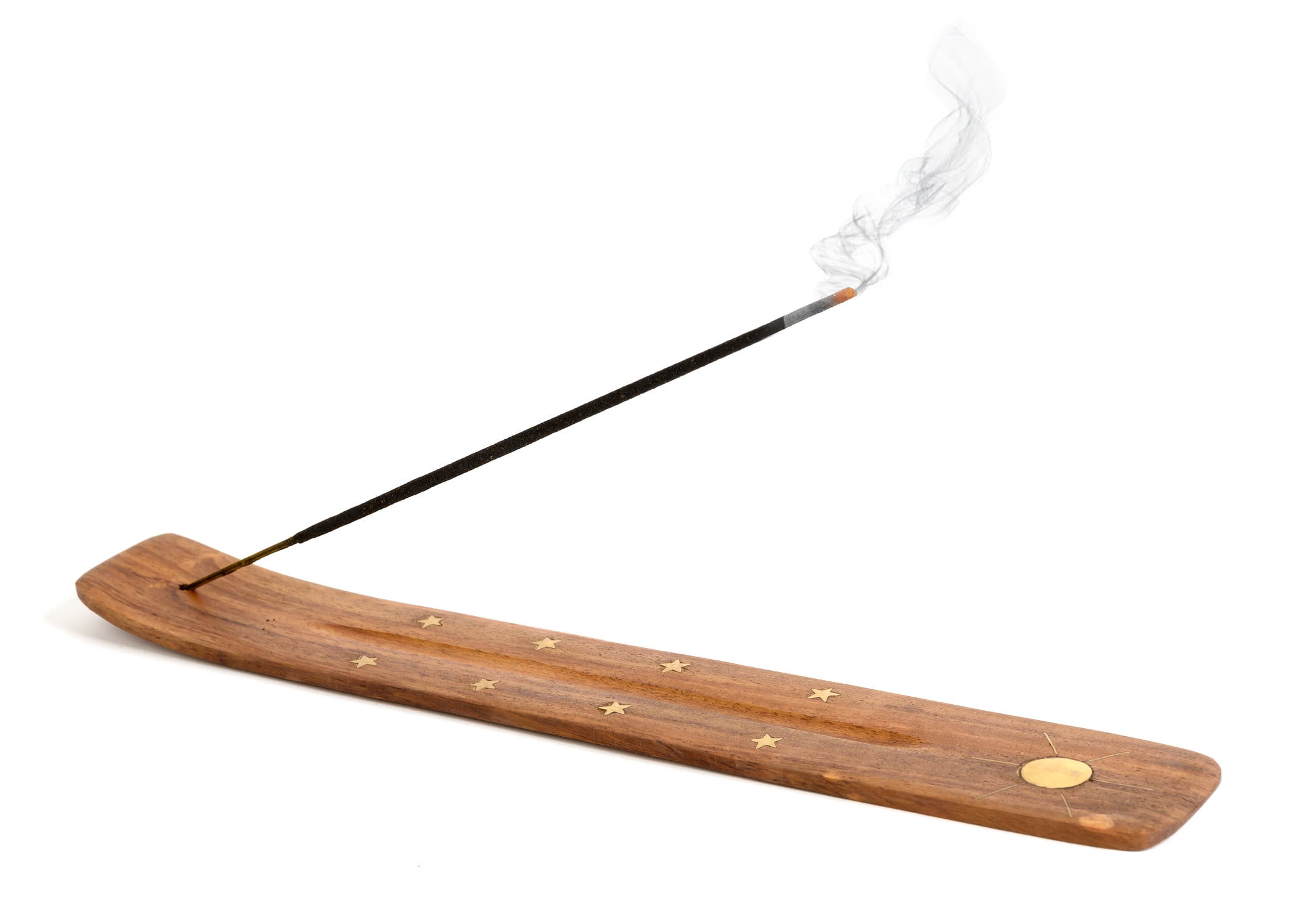 Wooden Incense Holder for Sticks with Inlays of Brass SUN 10 inches ...