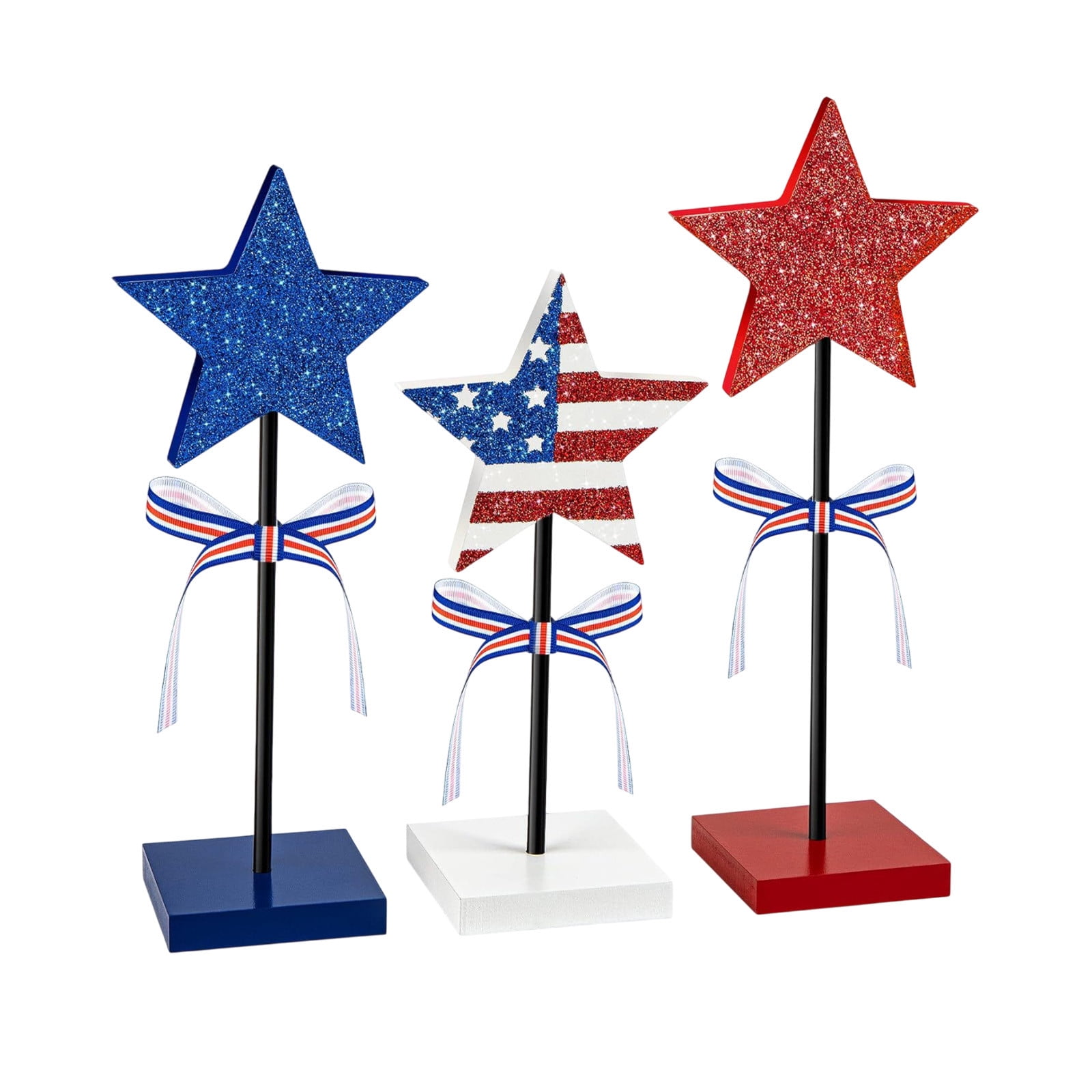 Wooden Independence Day Decor Set of 3 - Patriotic Nesting Table ...