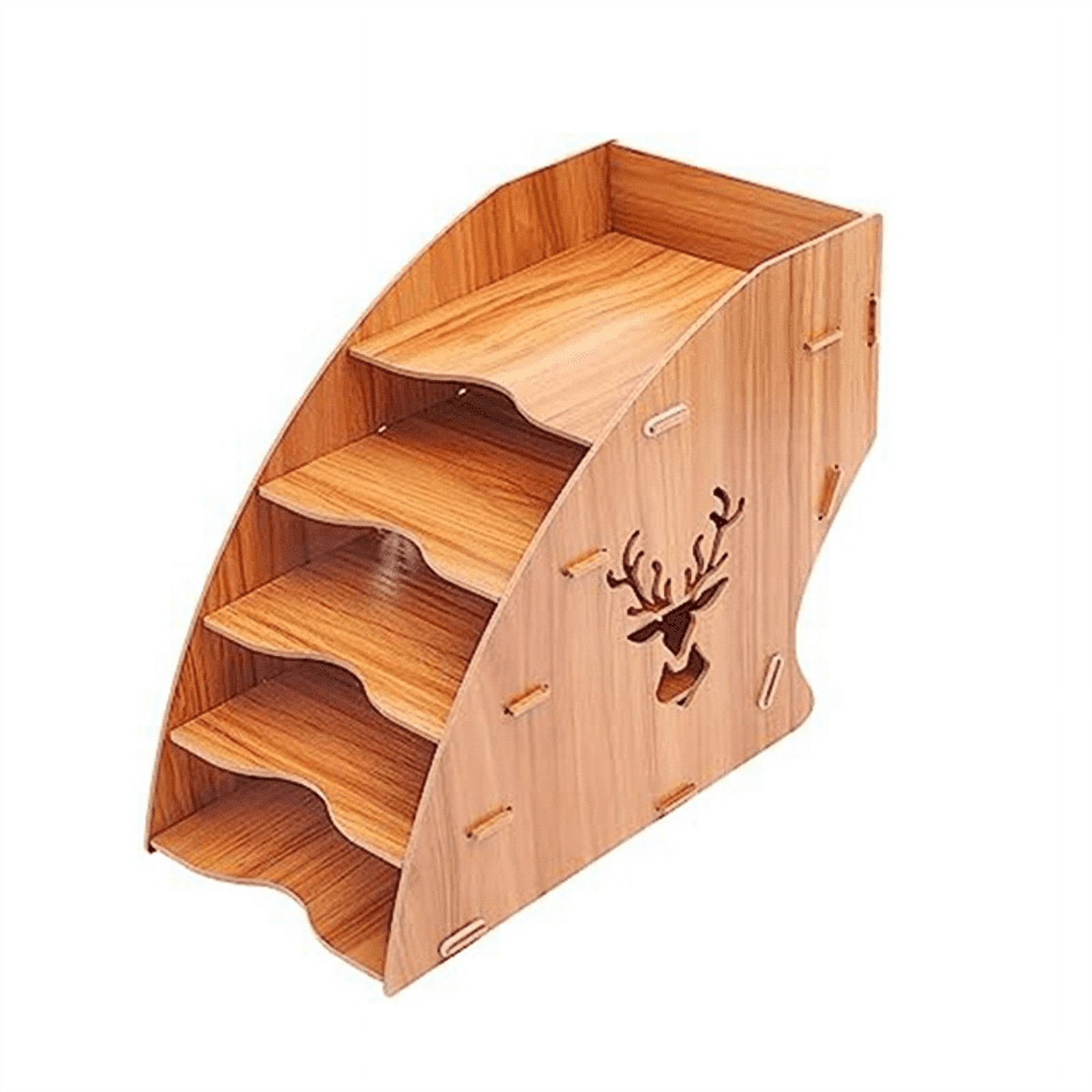 Wooden Invoice Bill Storage Rack Desktop Paper Organizer File Holder ...