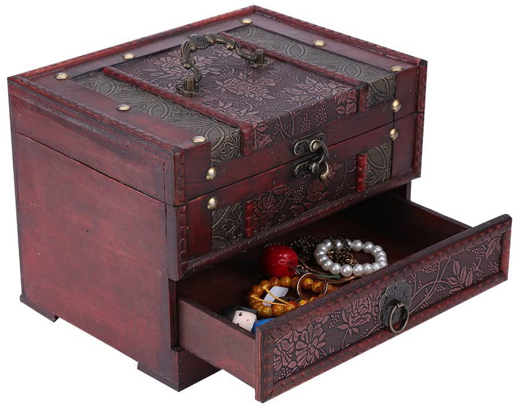 Wooden Jewelry Box, Classical Gift Storage Case Holder Chest Jewelry ...